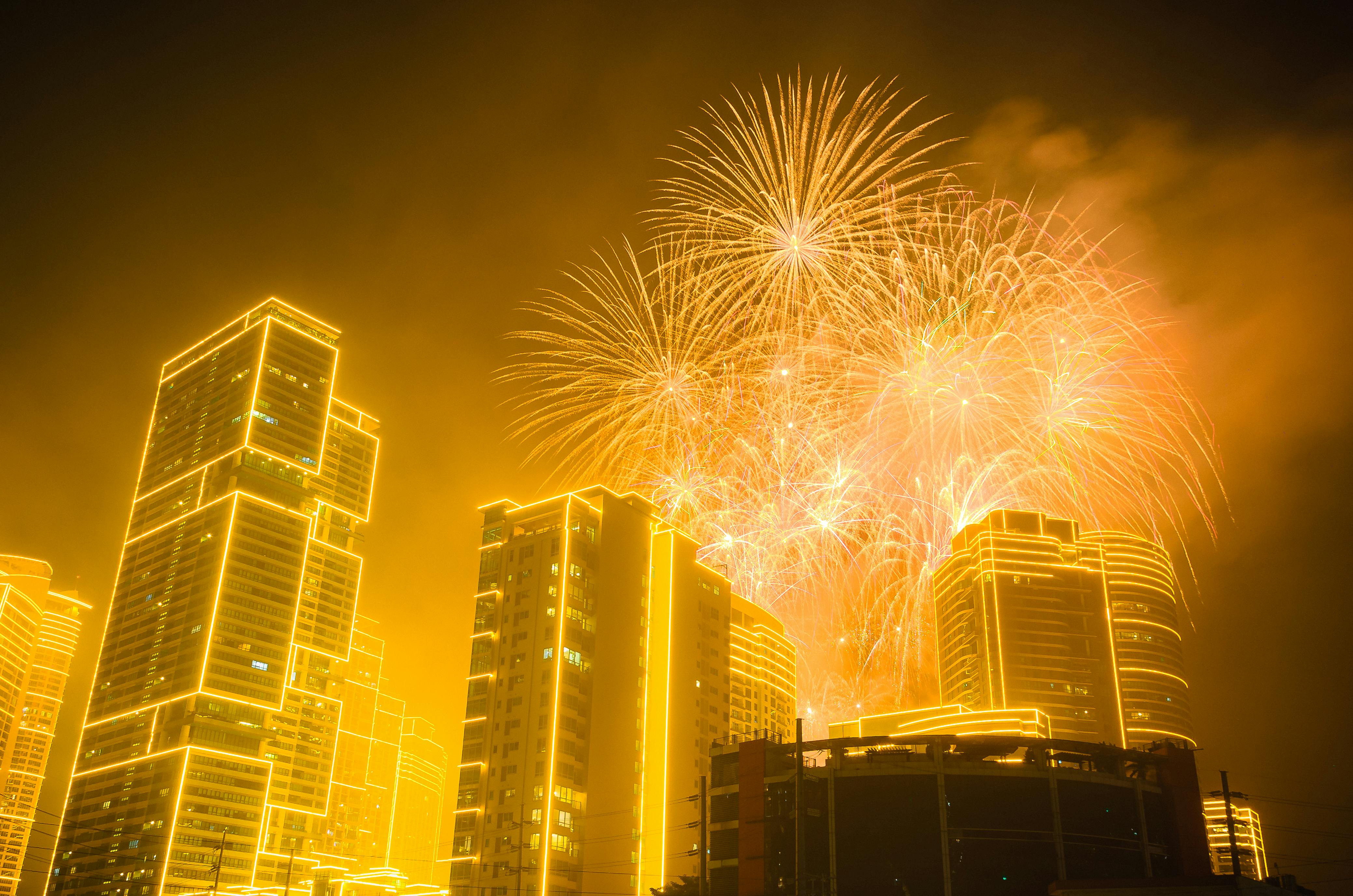 Fireworks Display Near High Rise Buildings during Nighttime · Free ...