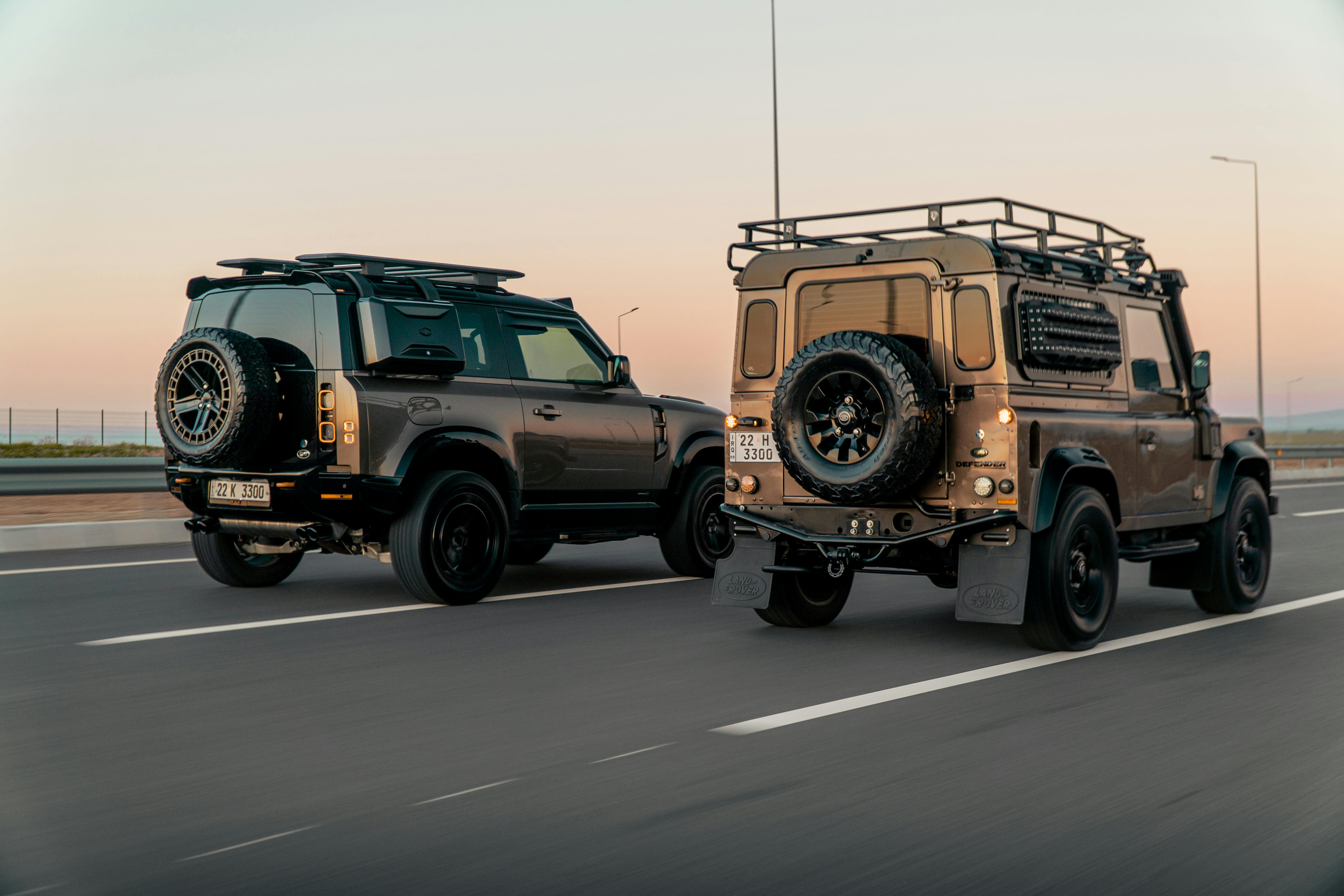 Land Rover Defenders on the Street · Free Stock Photo