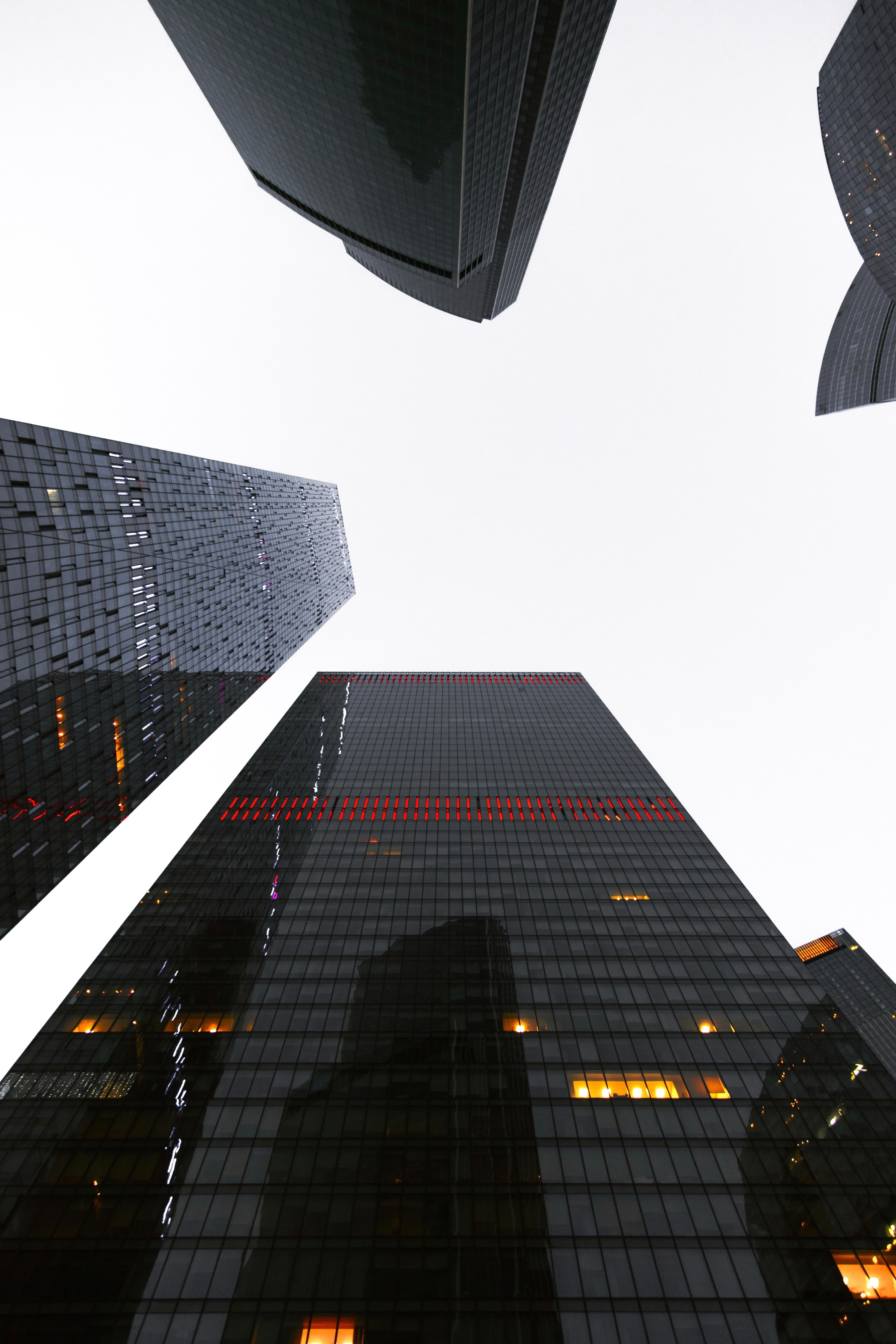 A view of tall buildings from the ground · Free Stock Photo