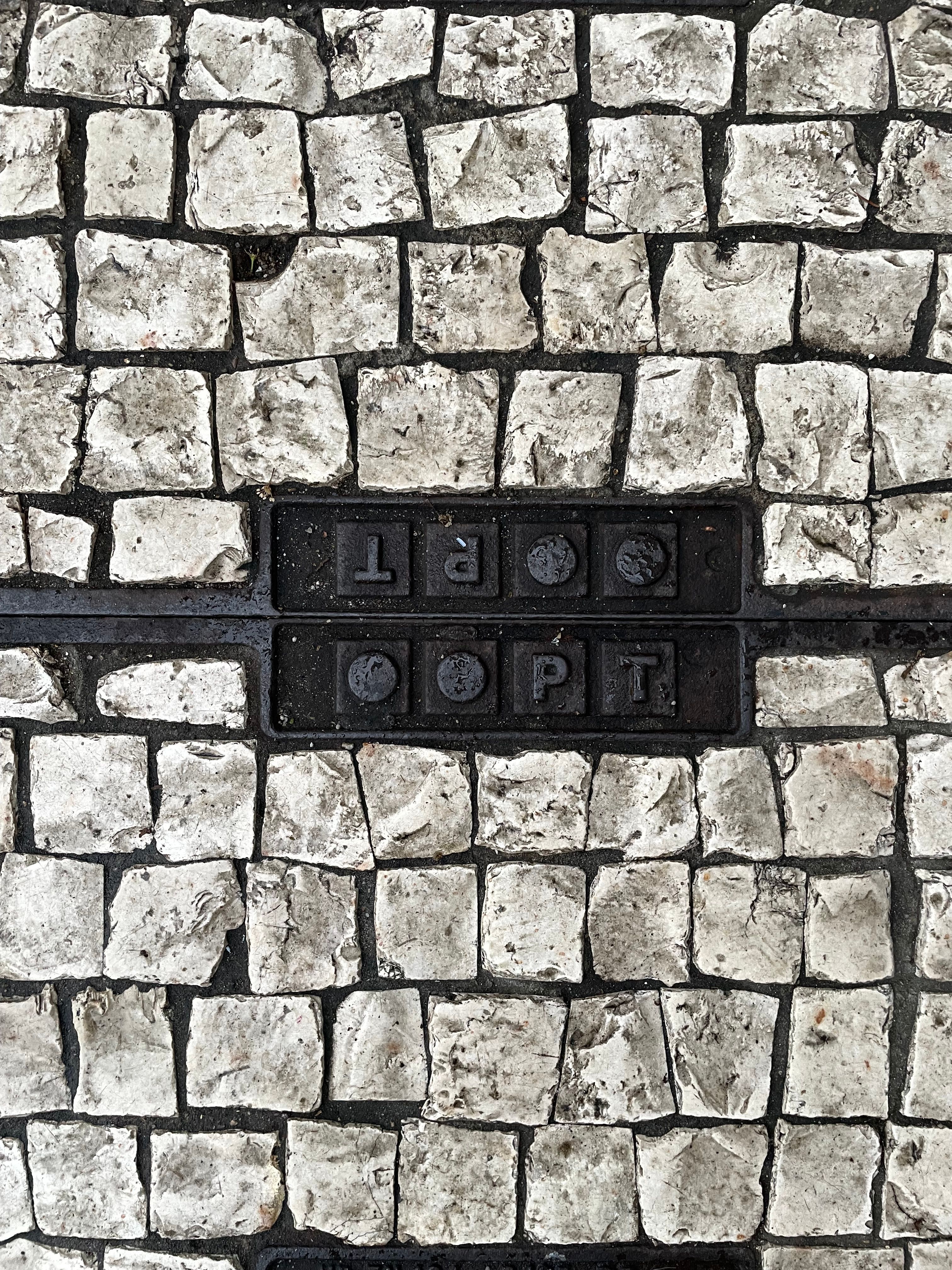 Metal Plates in Cobblestone Sidewalk · Free Stock Photo