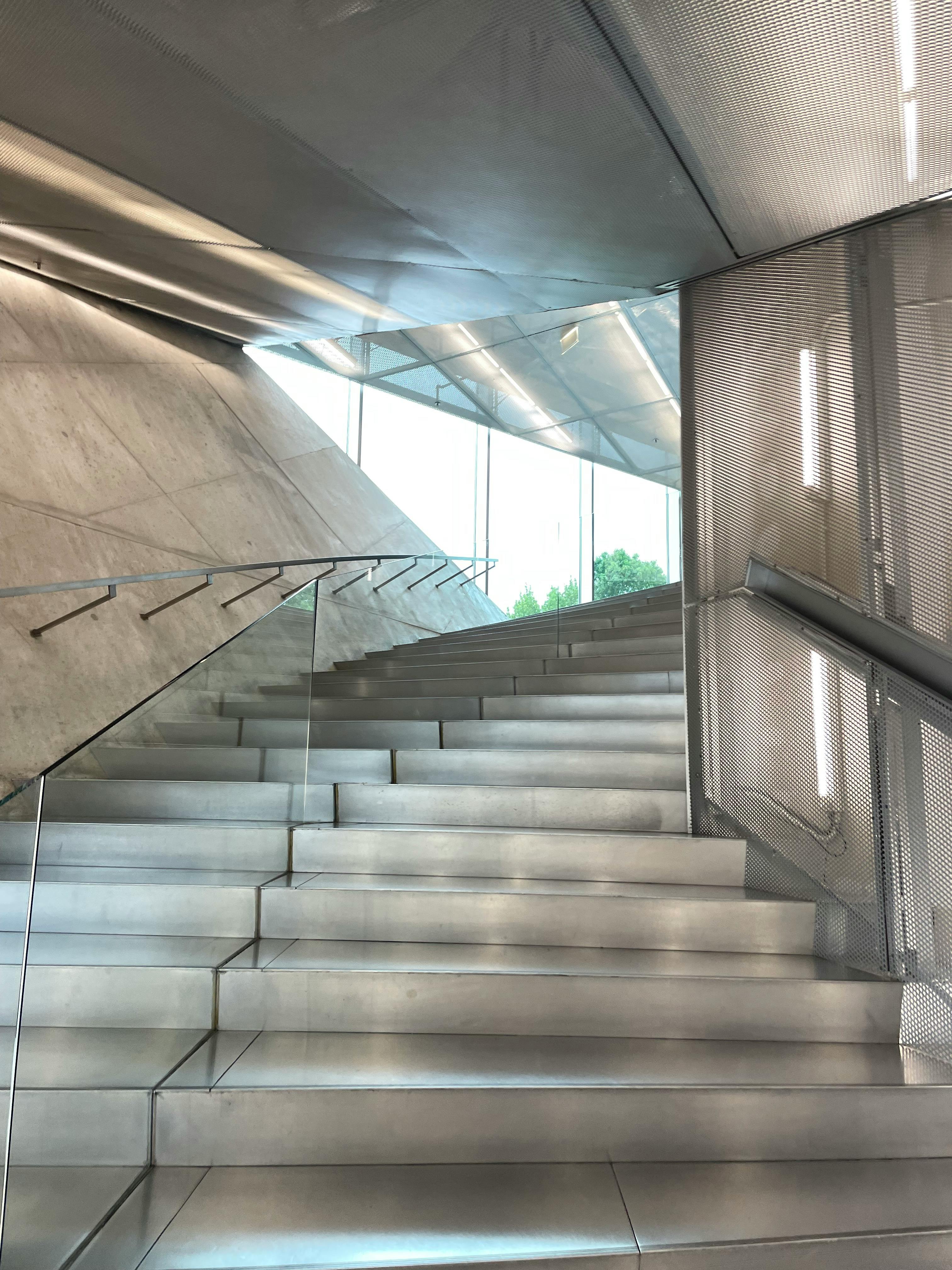 Modern, Silver Stairs · Free Stock Photo