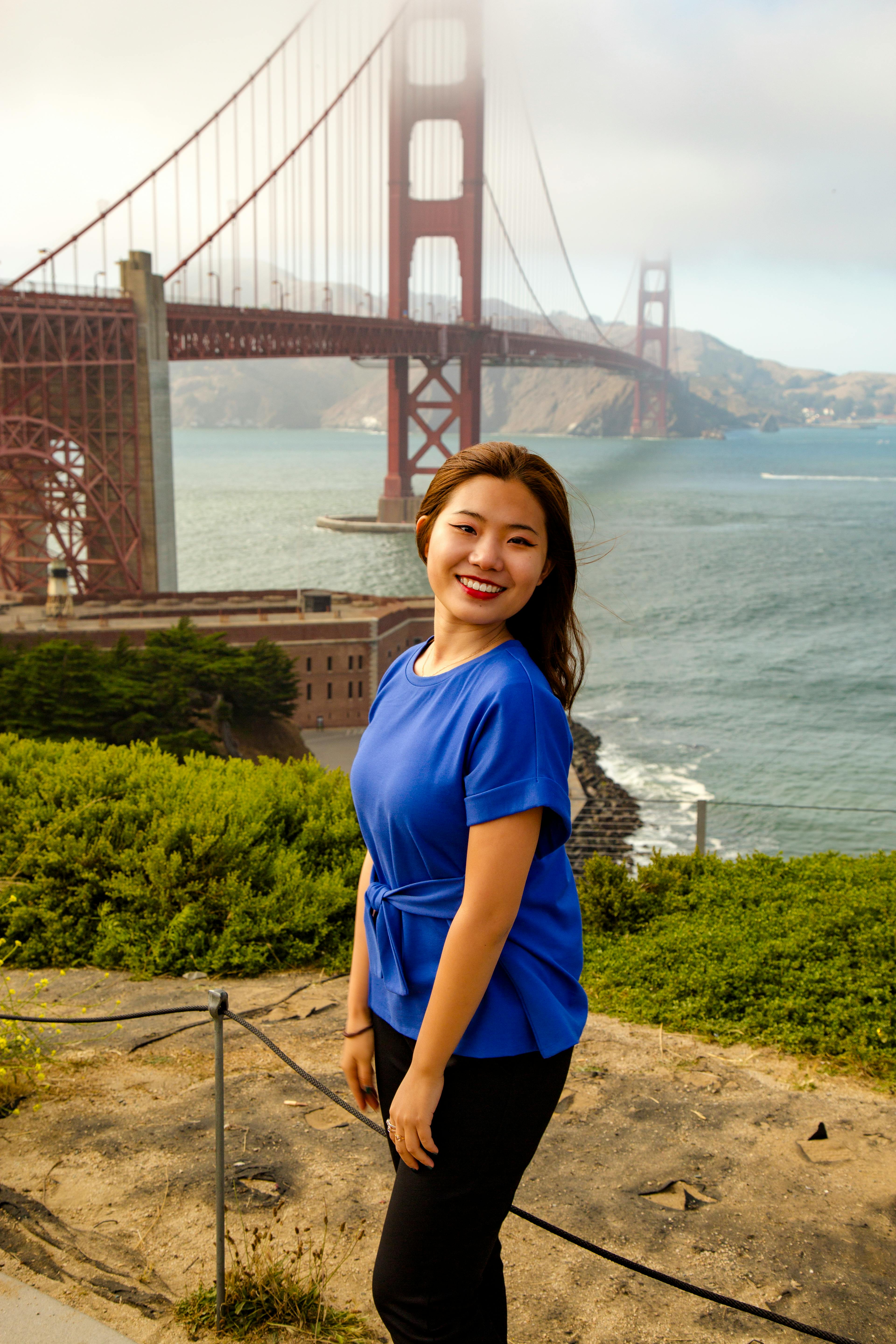 Woman in Front of Golden Gate Bridge · Free Stock Photo