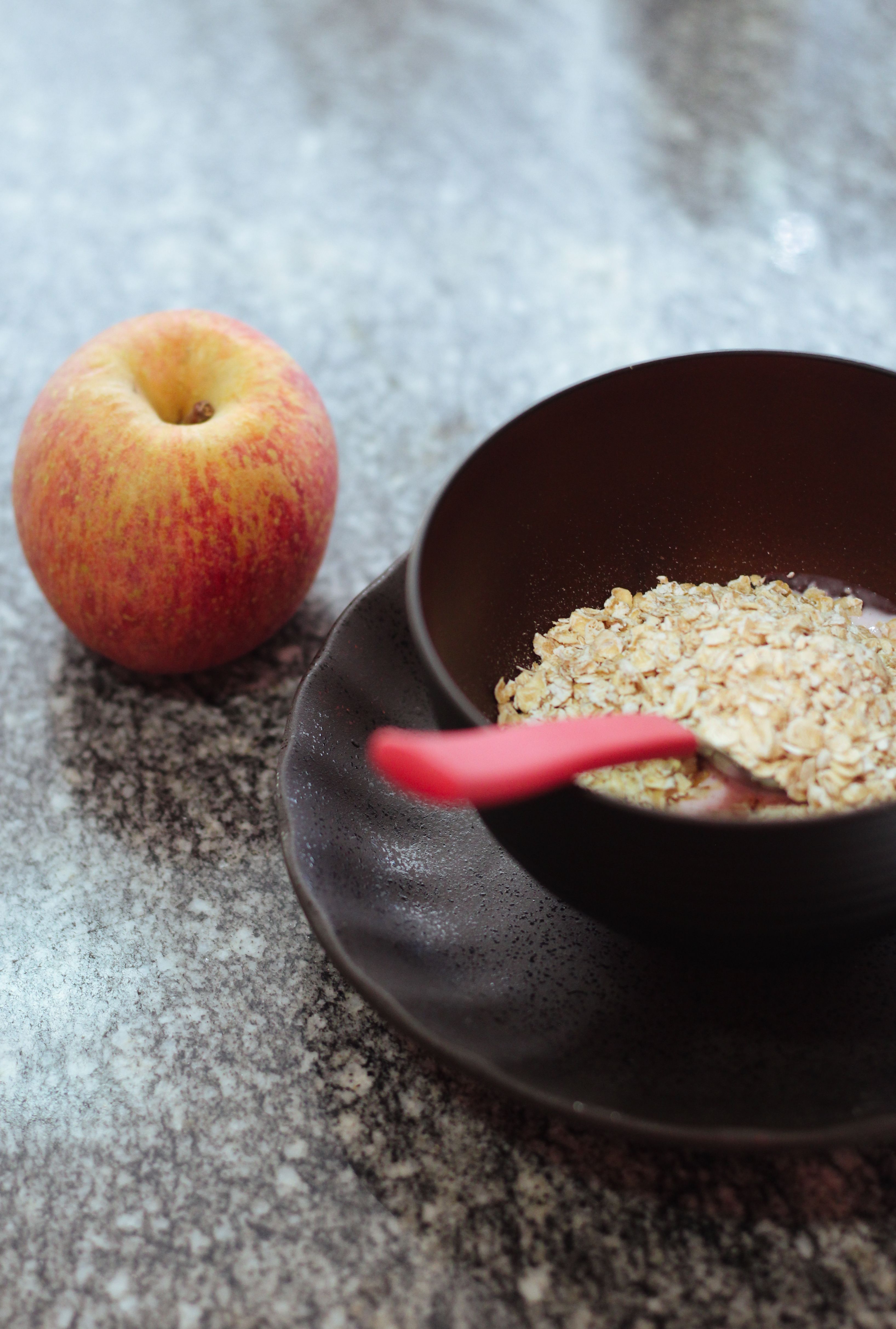 Cereal and Peach on a Counter Top · Free Stock Photo