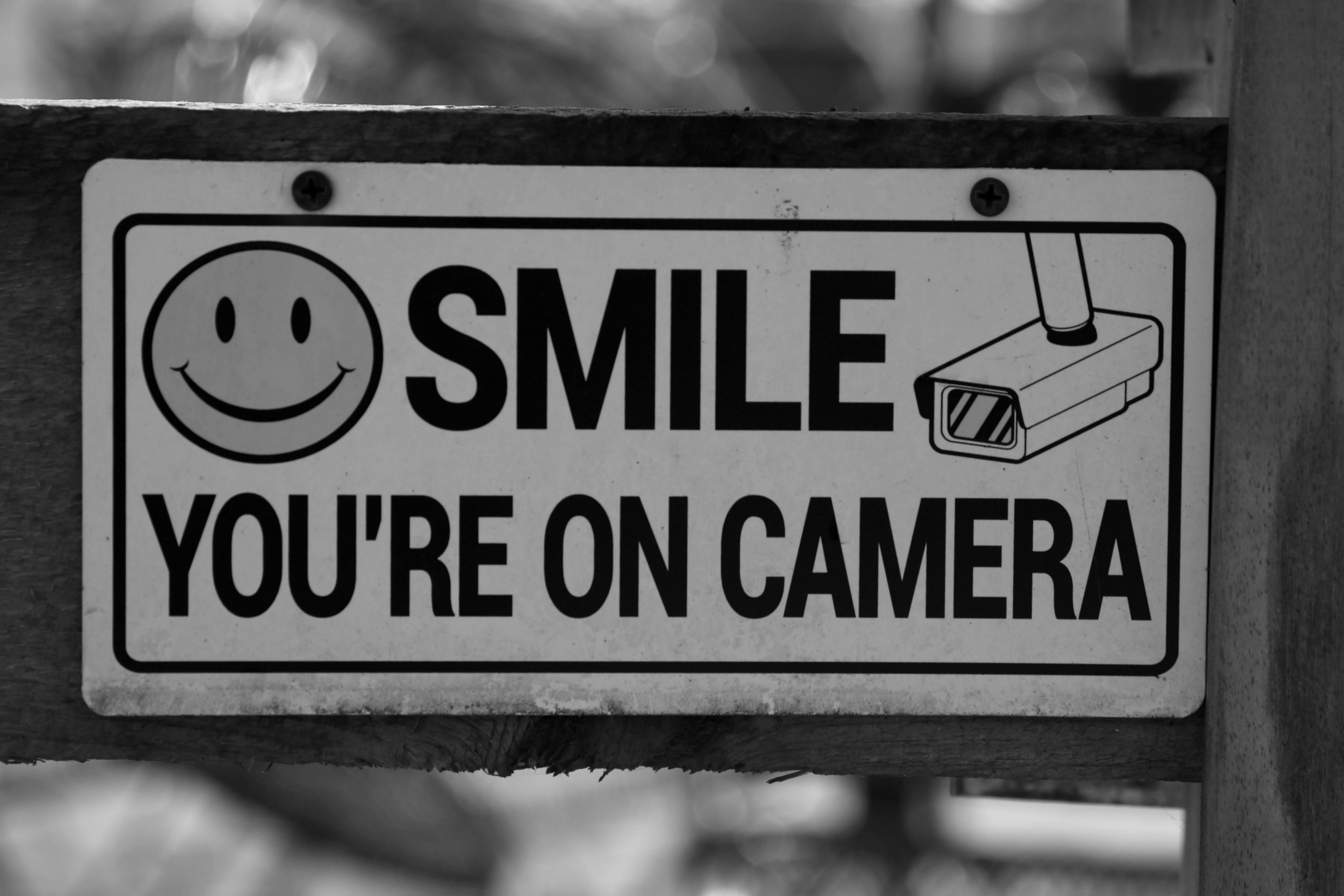 Surveillance Warning Sign with Emoji · Free Stock Photo