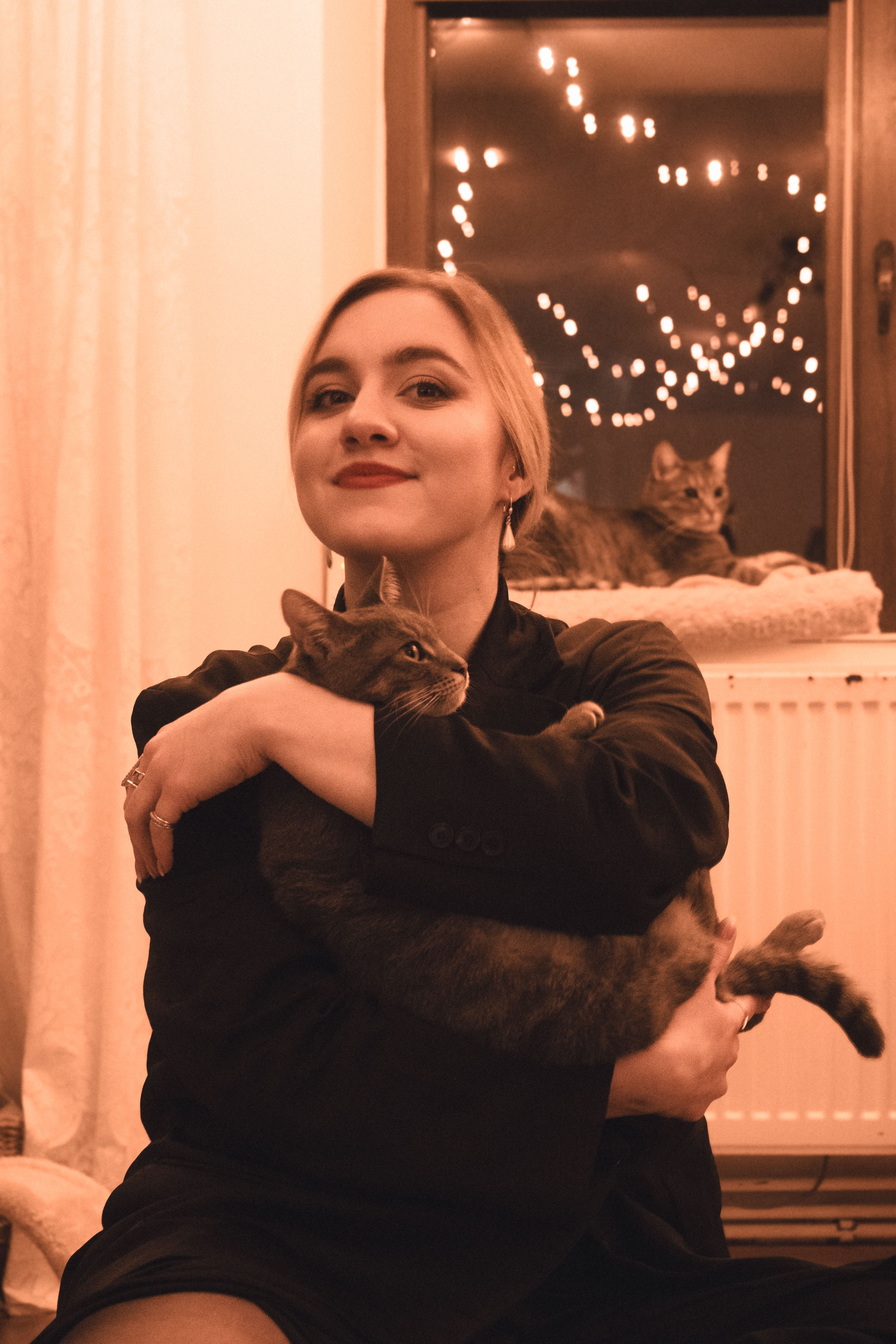 Woman Hugging Her Cat in a Living Room · Free Stock Photo