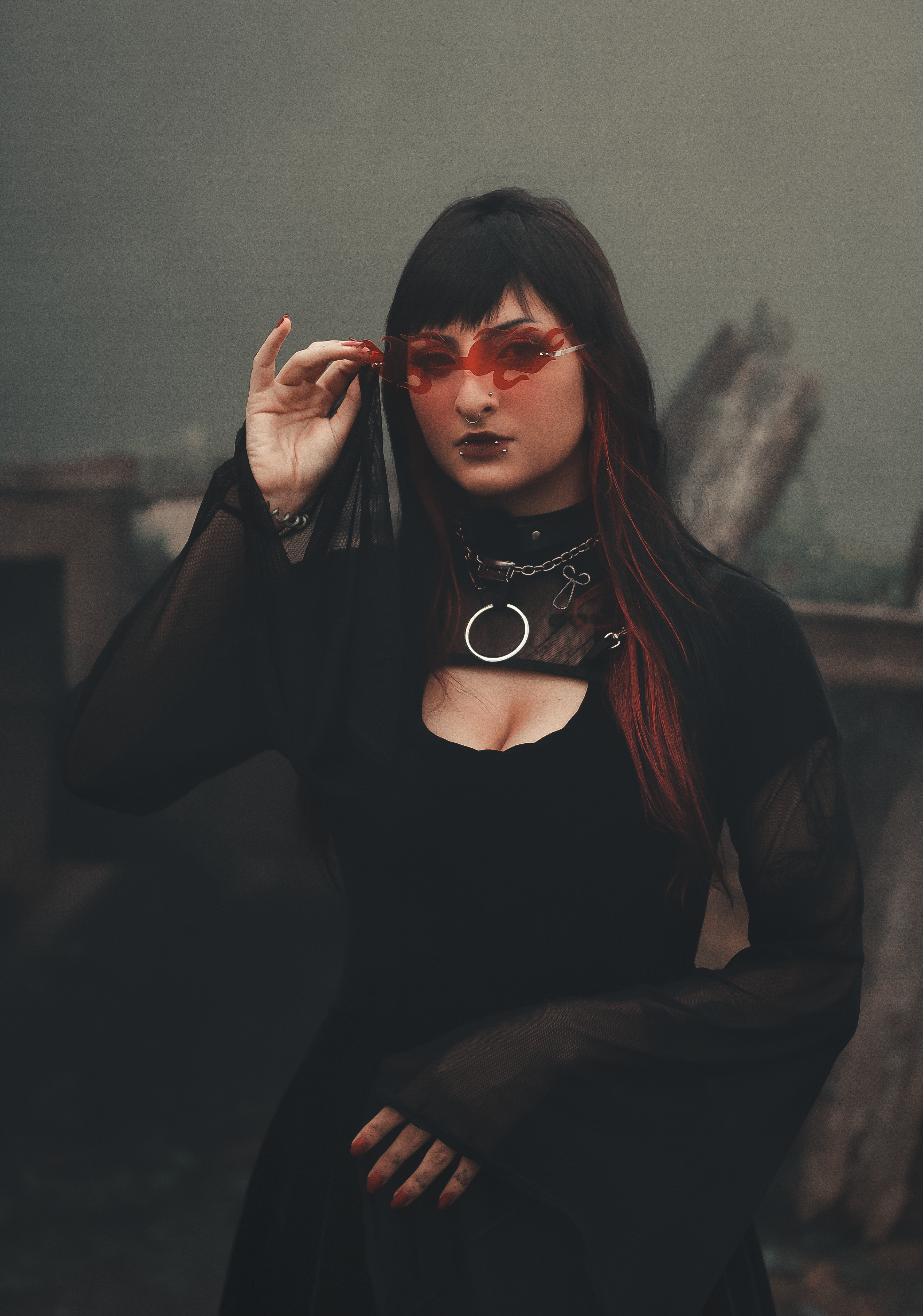 Goth Style Brunette with Piercings · Free Stock Photo