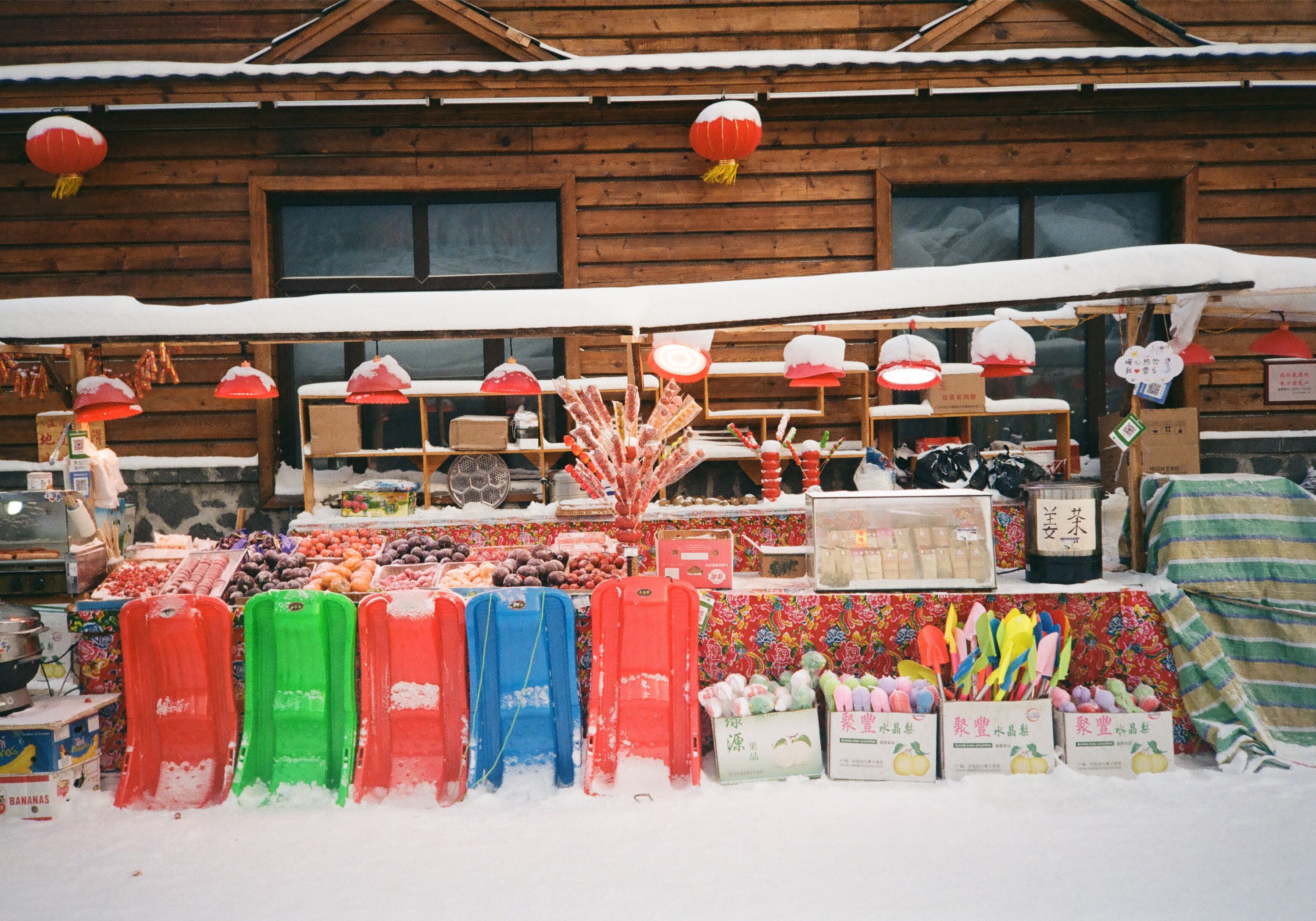 Market Stall Covered with Snow · Free Stock Photo
