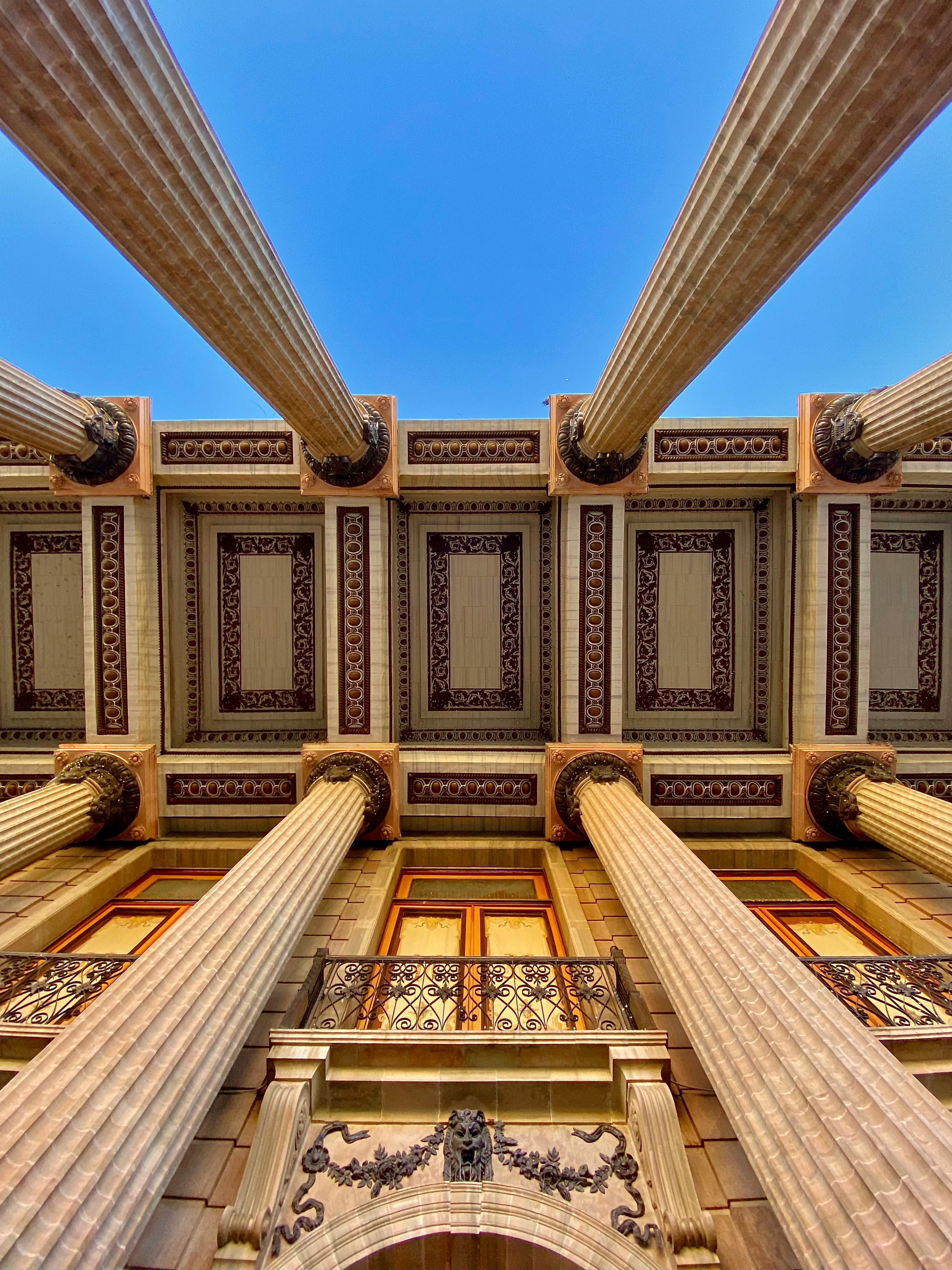 Ornamented Building Colonnade and Ceiling · Free Stock Photo
