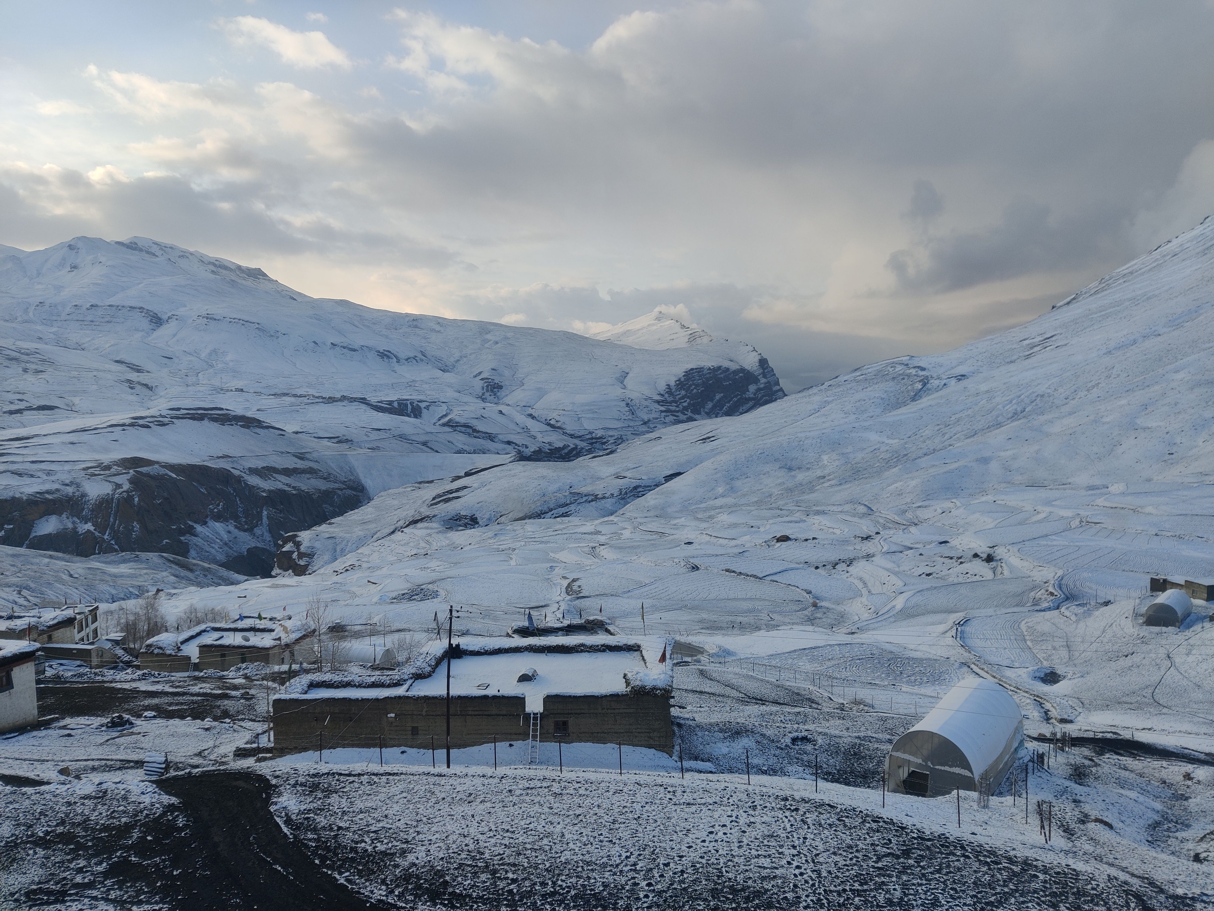 Buildings in a Snowy Valley · Free Stock Photo