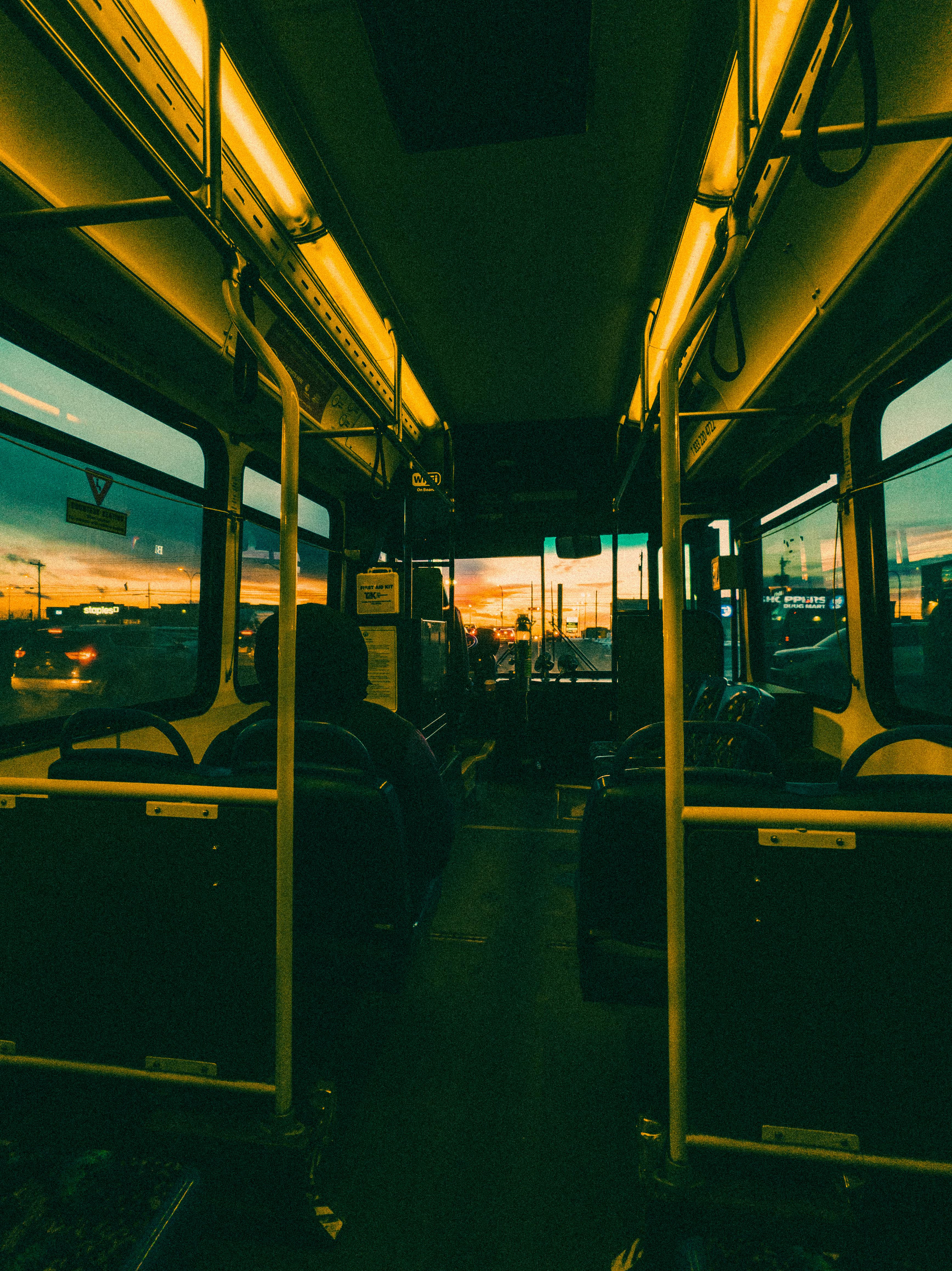 Interior of Bus at Sunset · Free Stock Photo