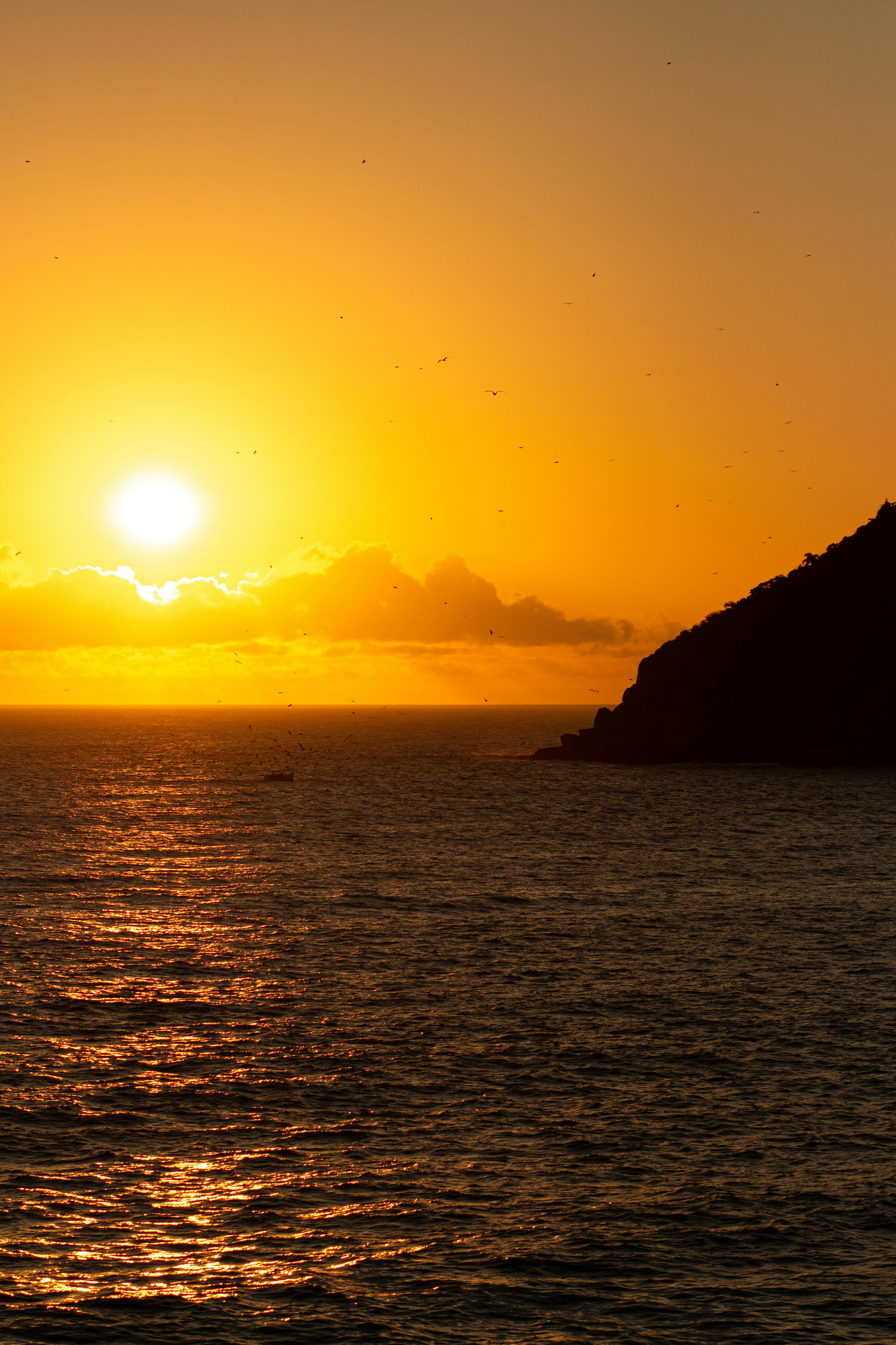 Yellow Sky over Sea Coast at Sunset · Free Stock Photo