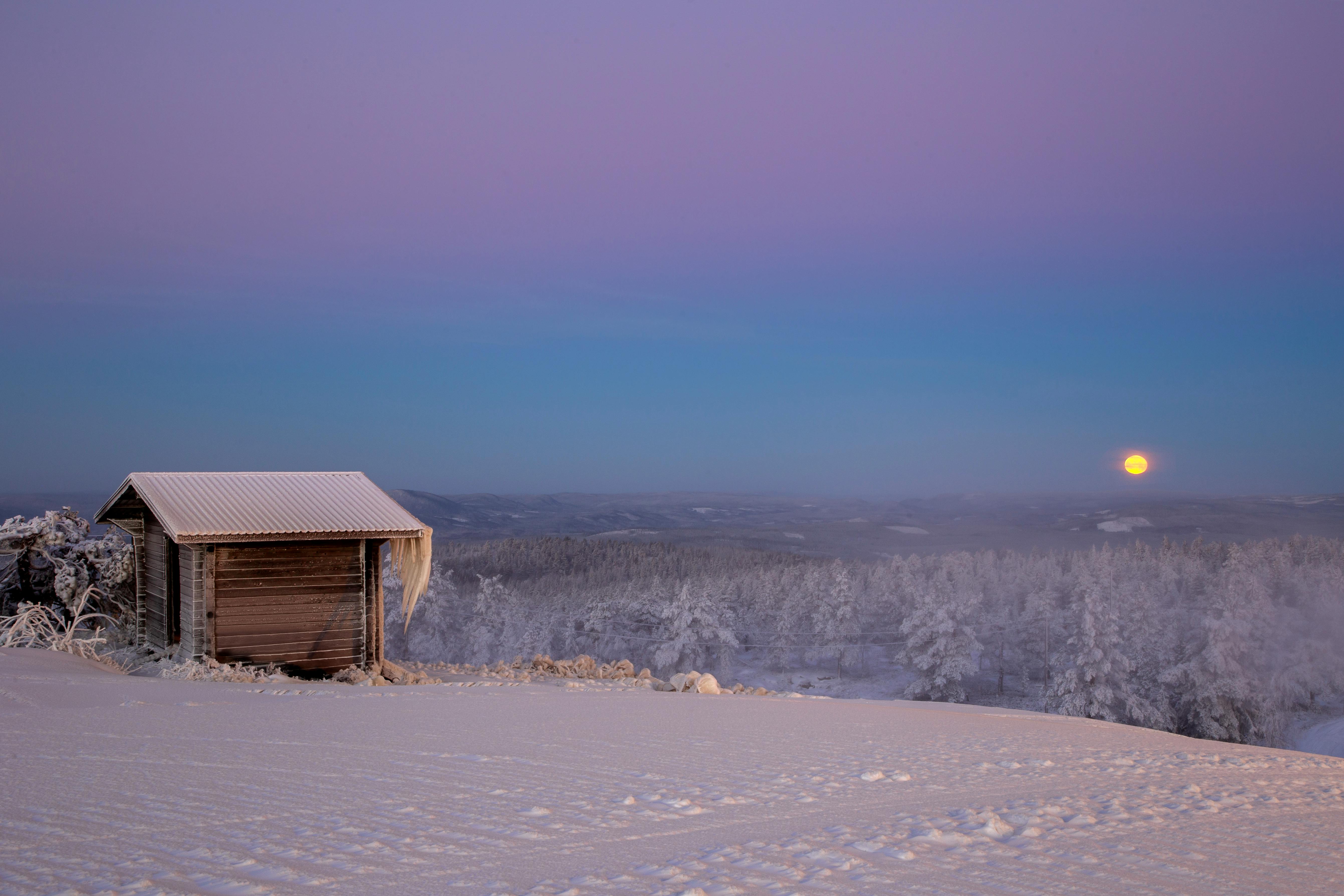 Wooden Shed on Hill in Winter · Free Stock Photo