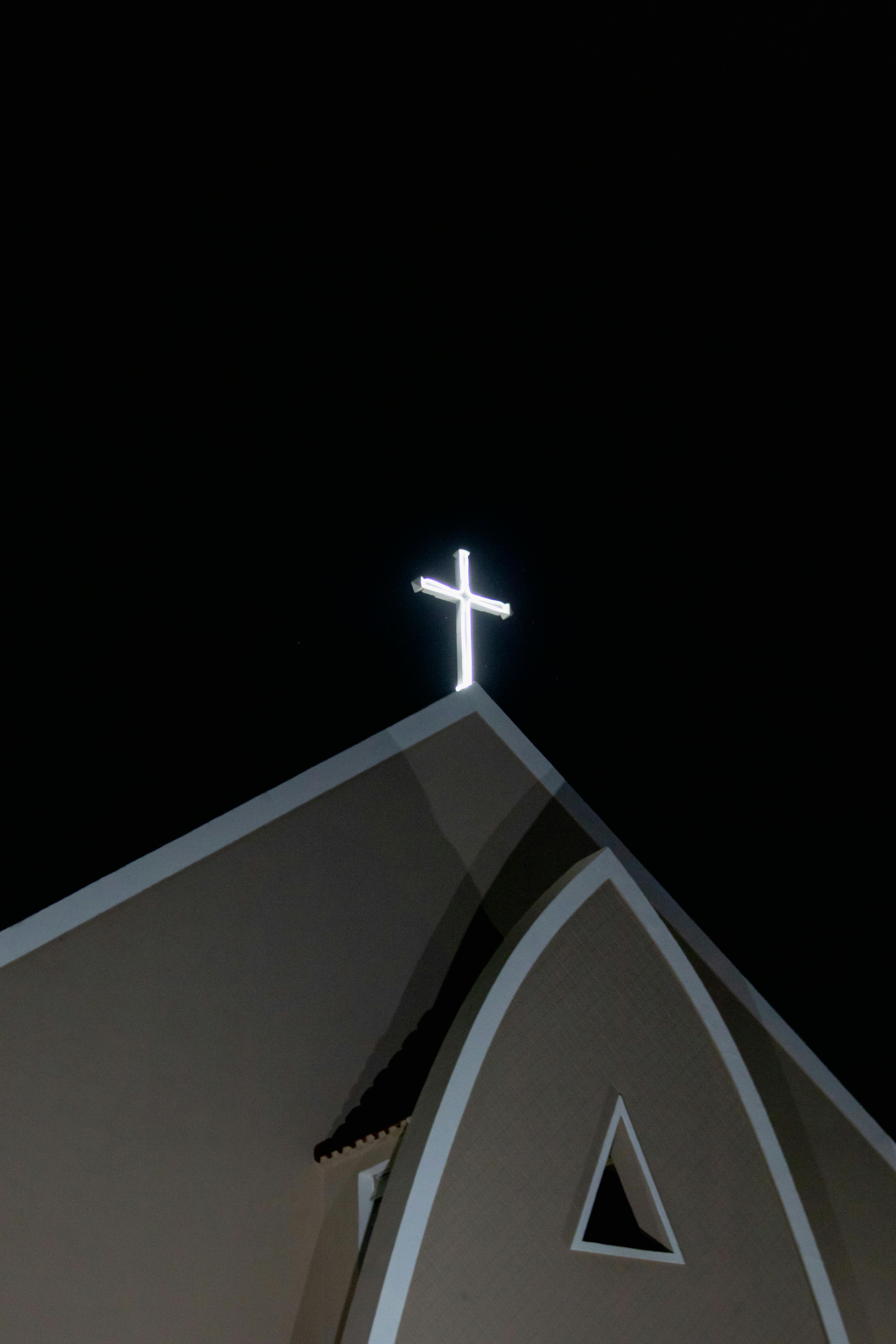 Cross on a Church at Night · Free Stock Photo