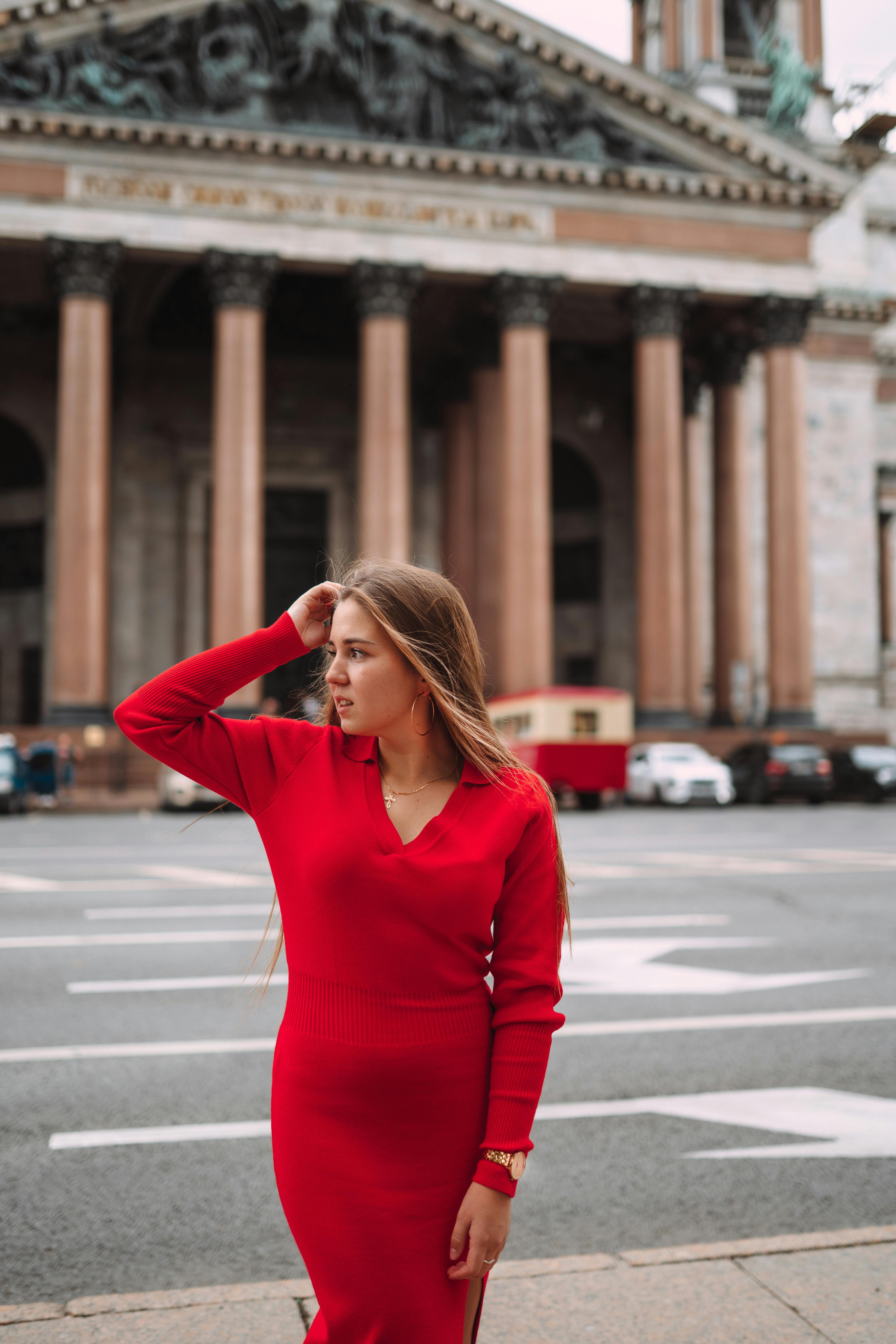Portrait of Woman in Red Dress · Free Stock Photo