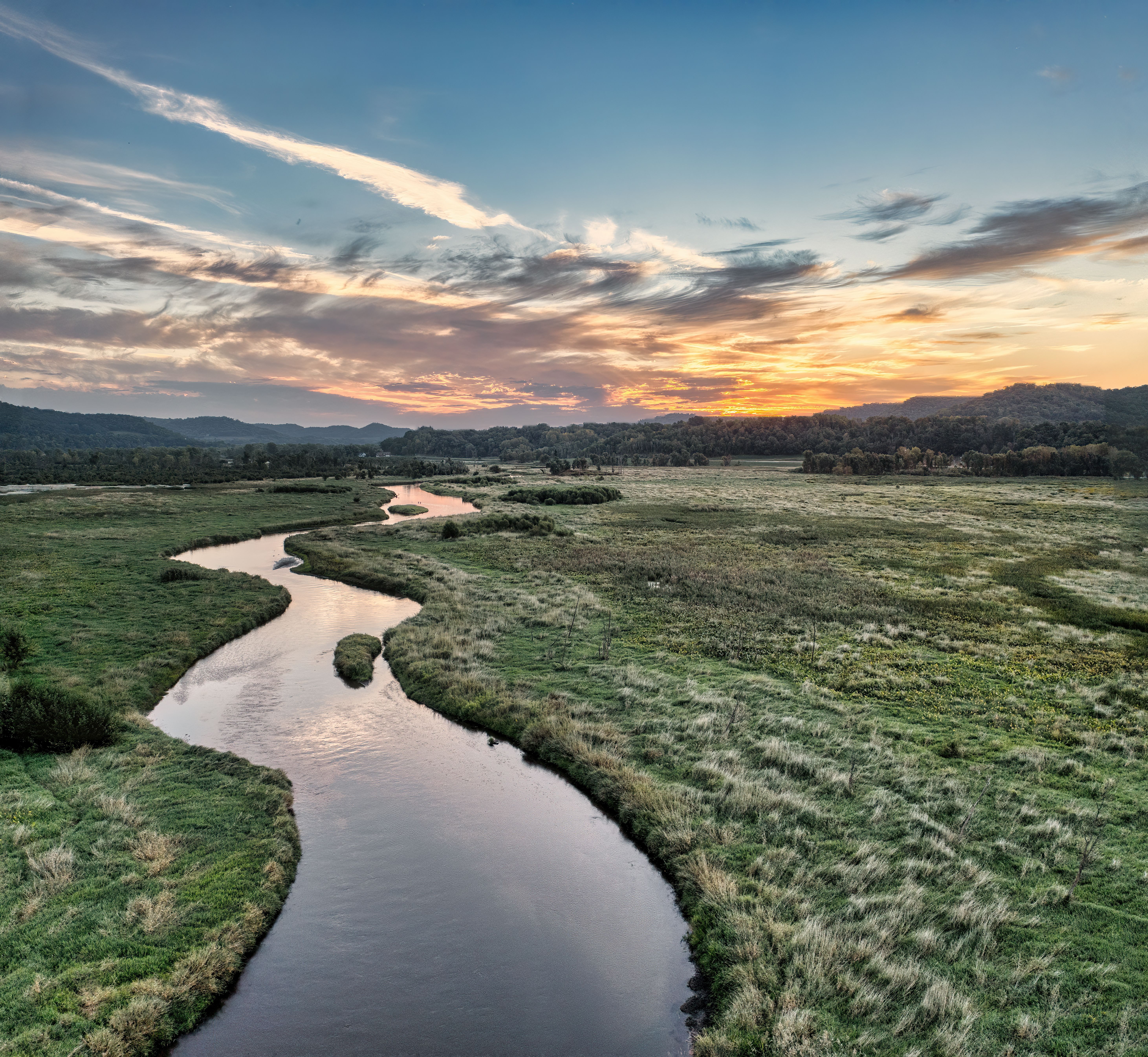 River on Plains at Sunset · Free Stock Photo