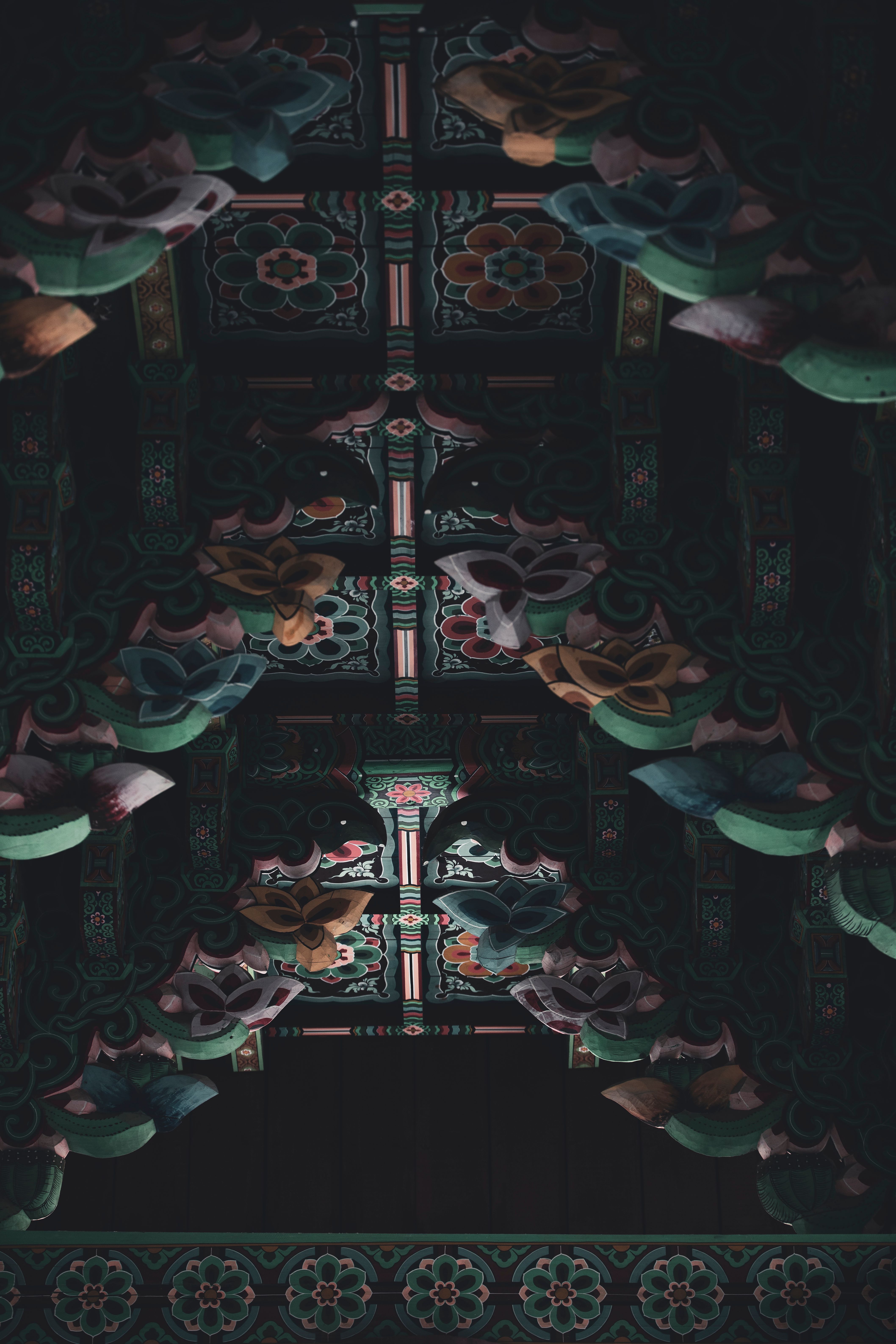 Ornamented Temple Ceiling at Night · Free Stock Photo