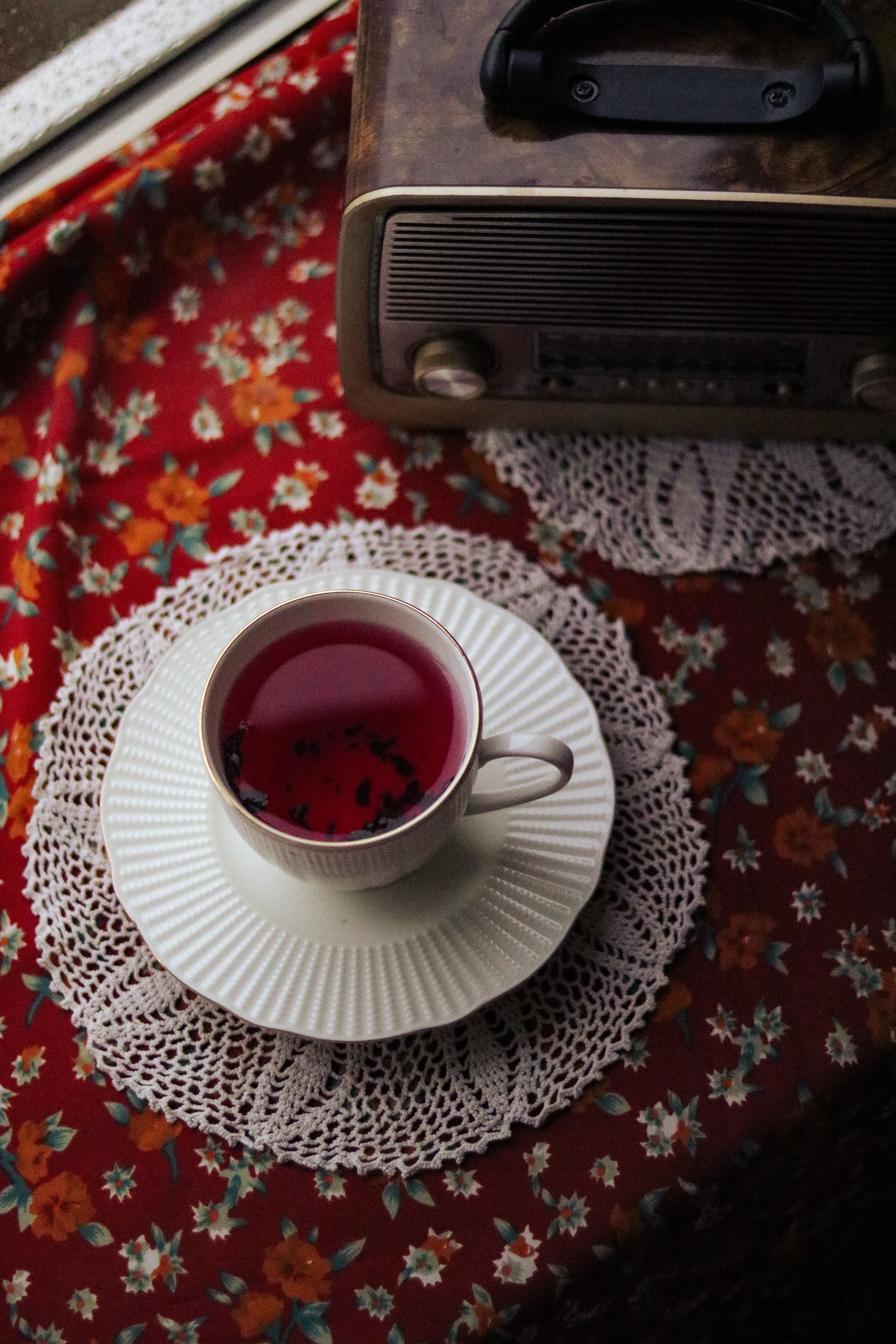 Cup of Tea and Vintage Radio near · Free Stock Photo