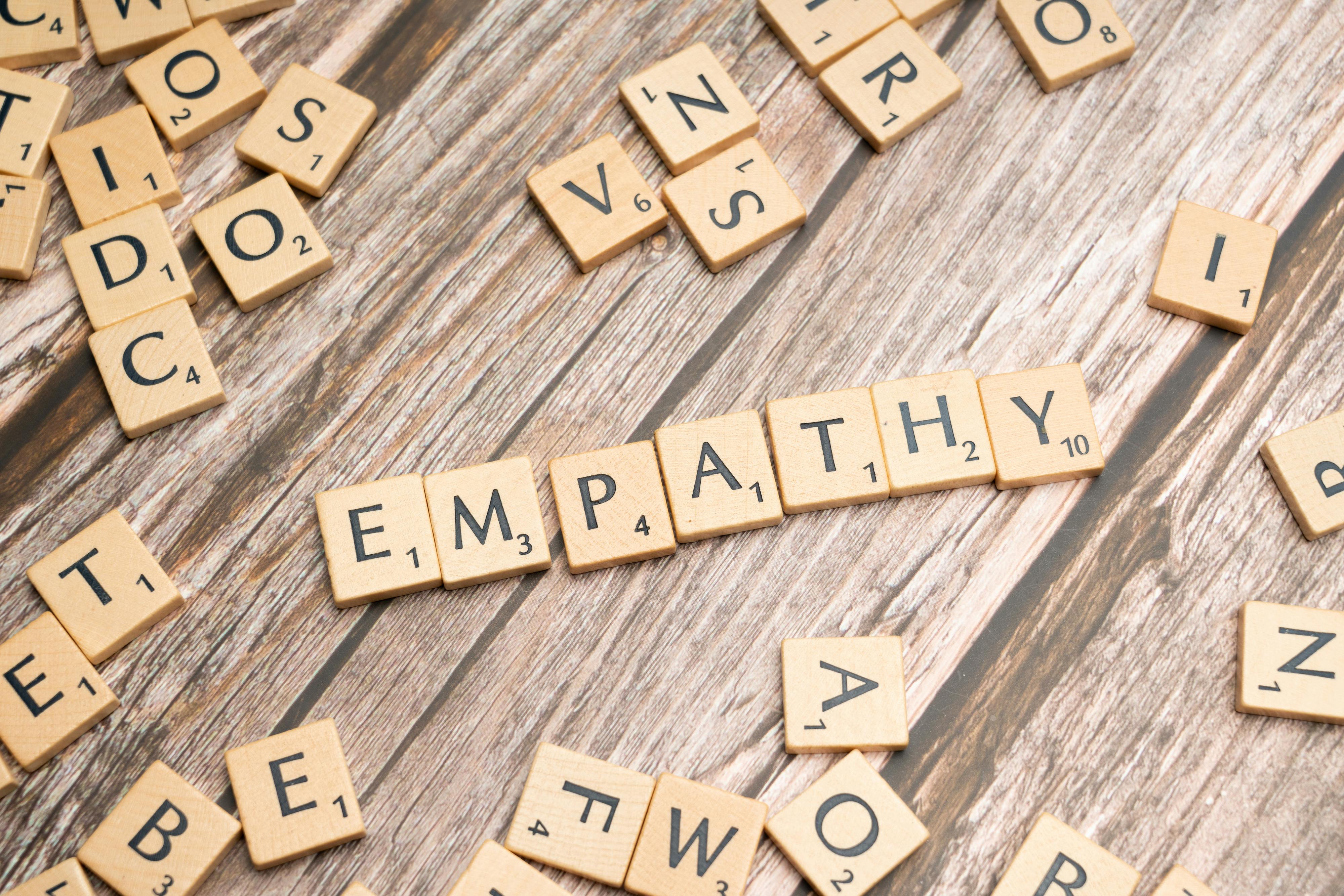 The word empathy spelled out in scrabble letters · Free Stock Photo