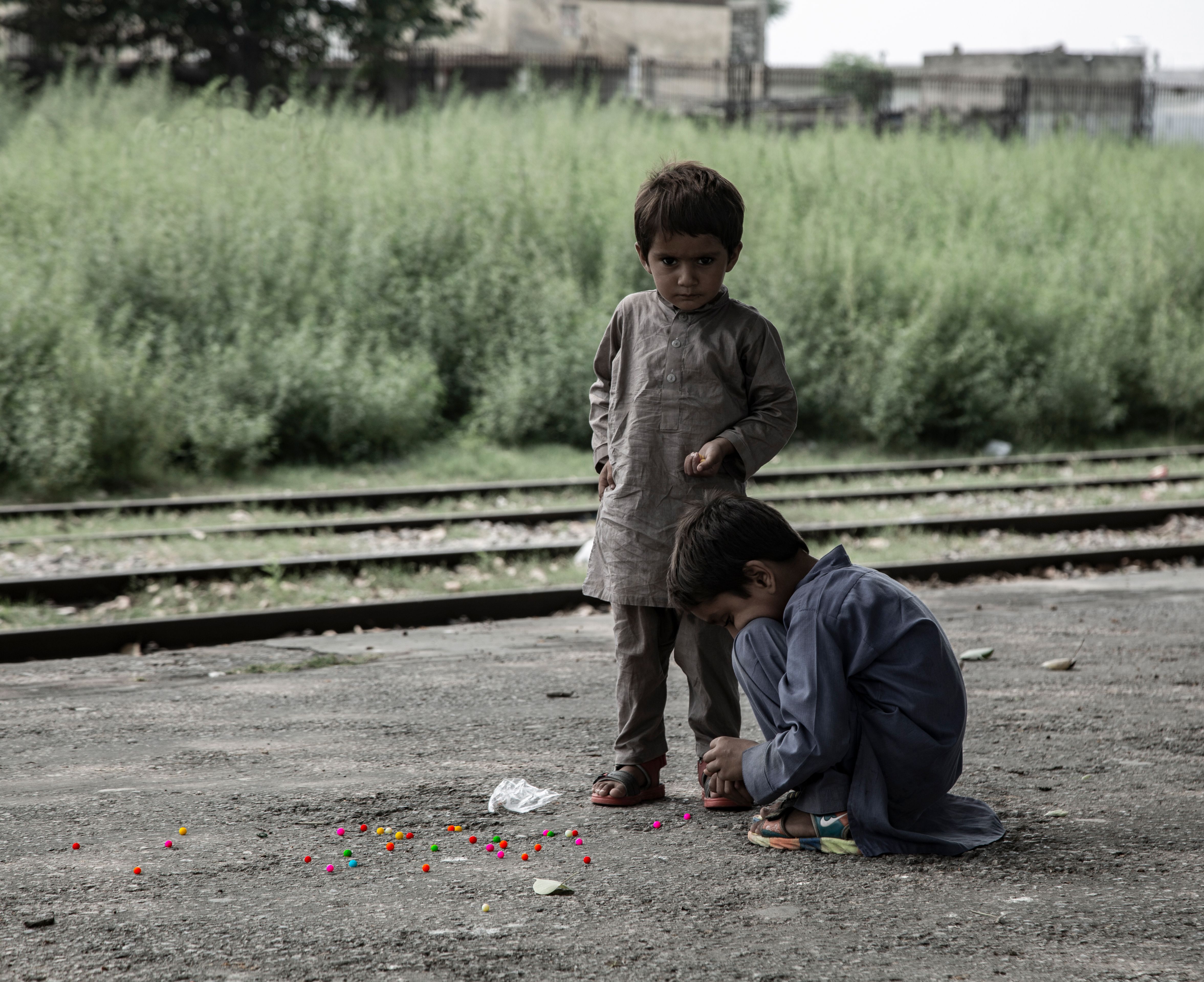 Boys Playing near Railway · Free Stock Photo