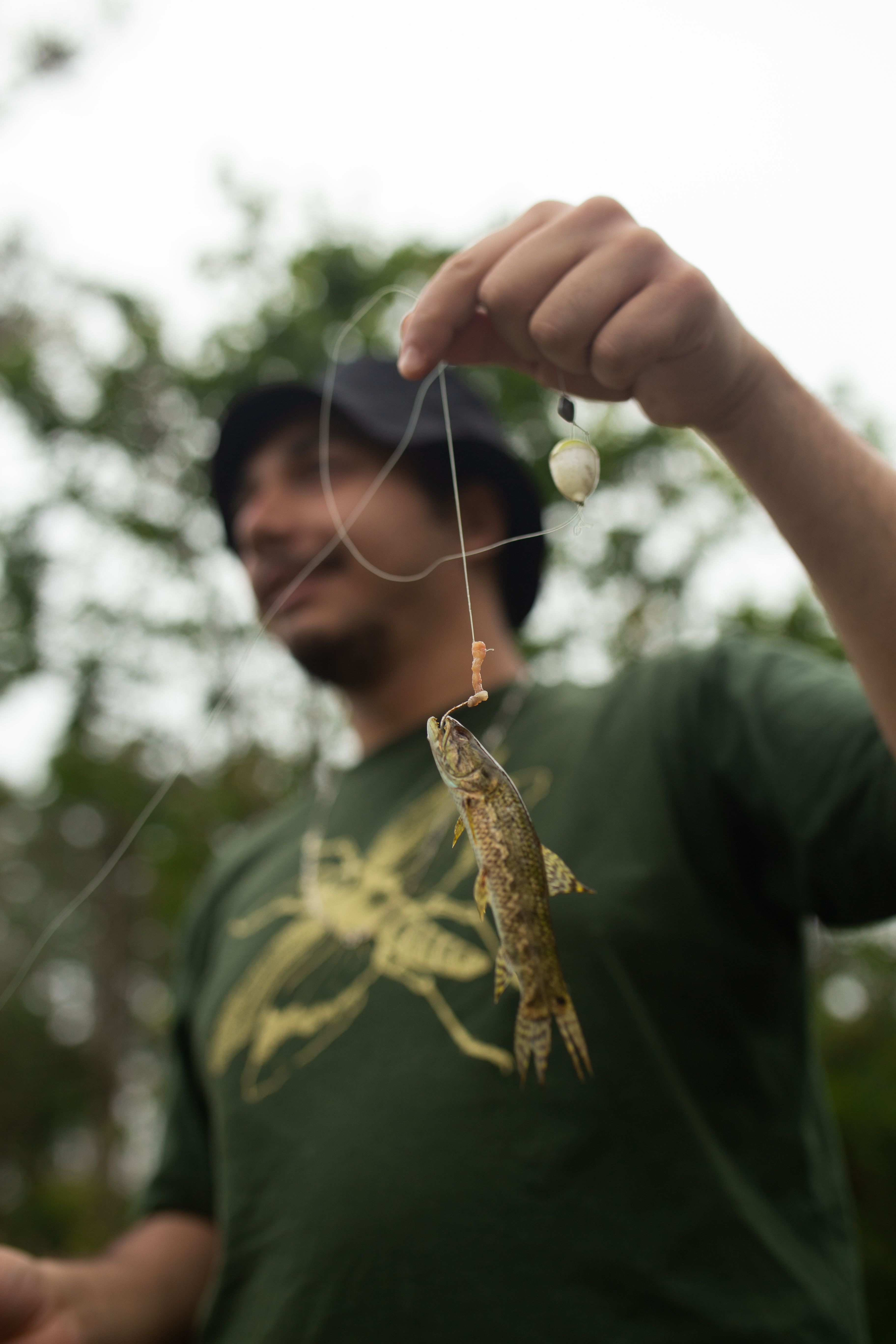Angler with a Tiny Fish on a Hook · Free Stock Photo