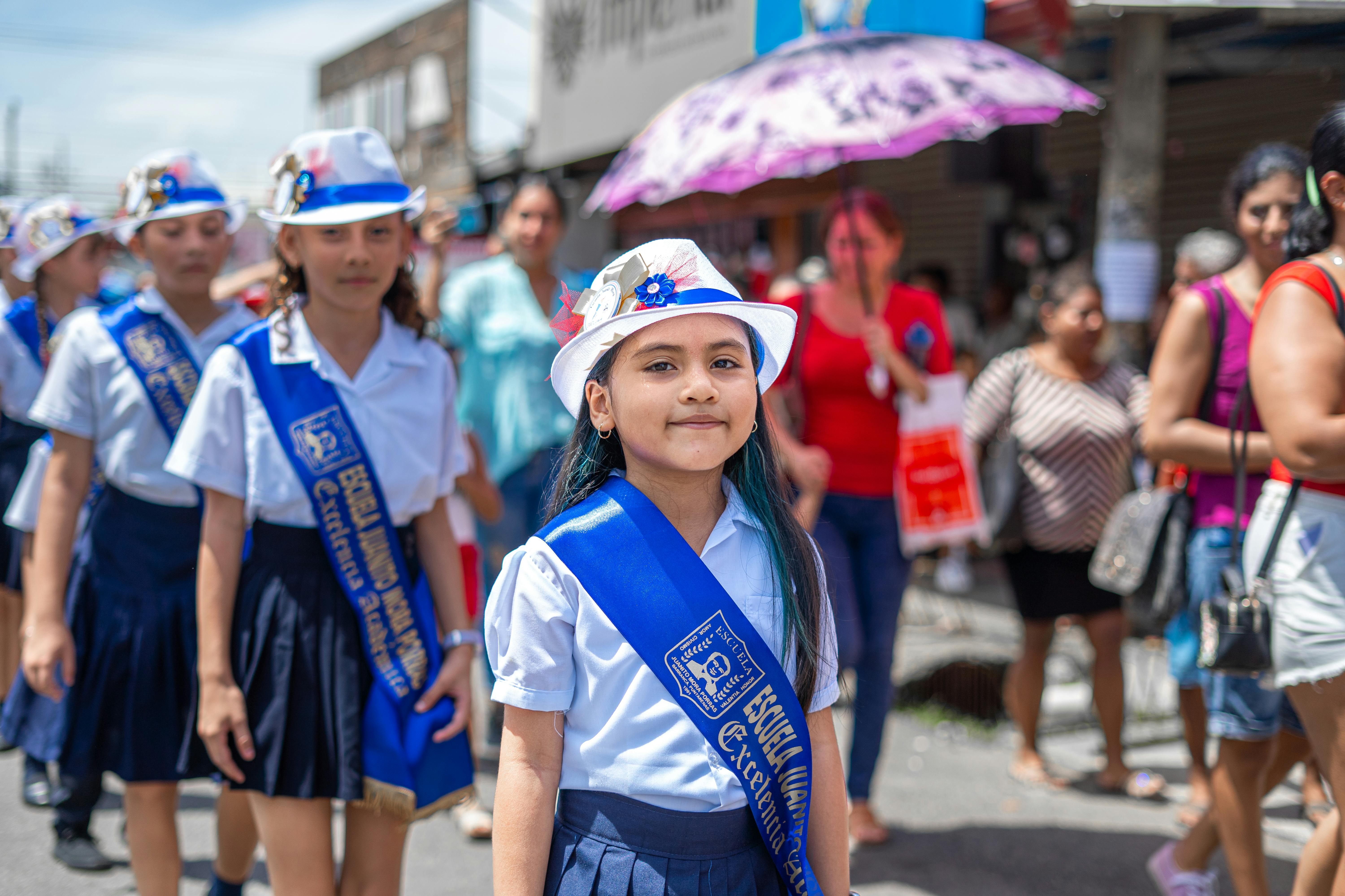 School Children Marching on the Street in the Independence Day Parade ...