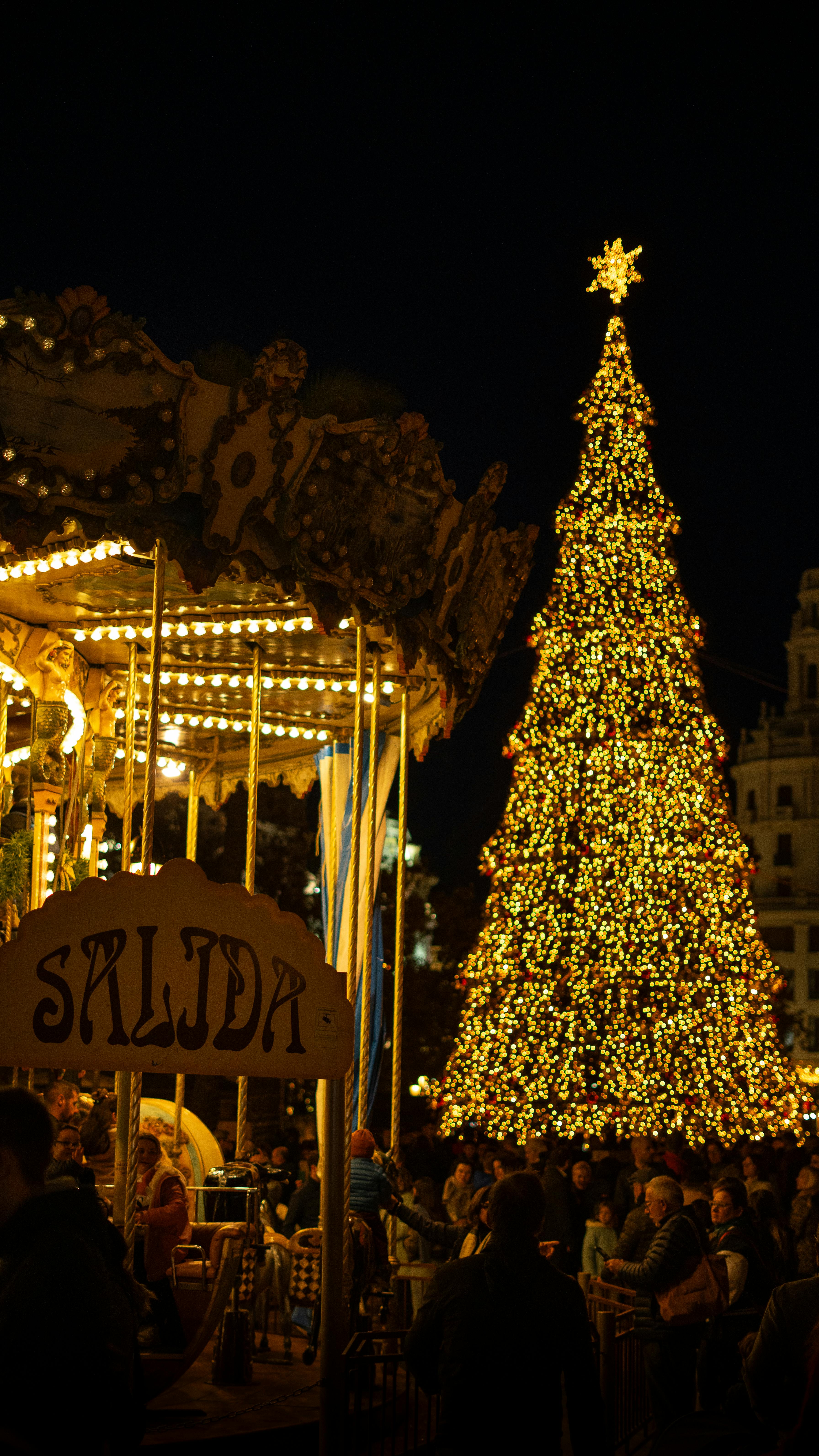Christmas Tree With Decorations during Nighttime · Free Stock Photo
