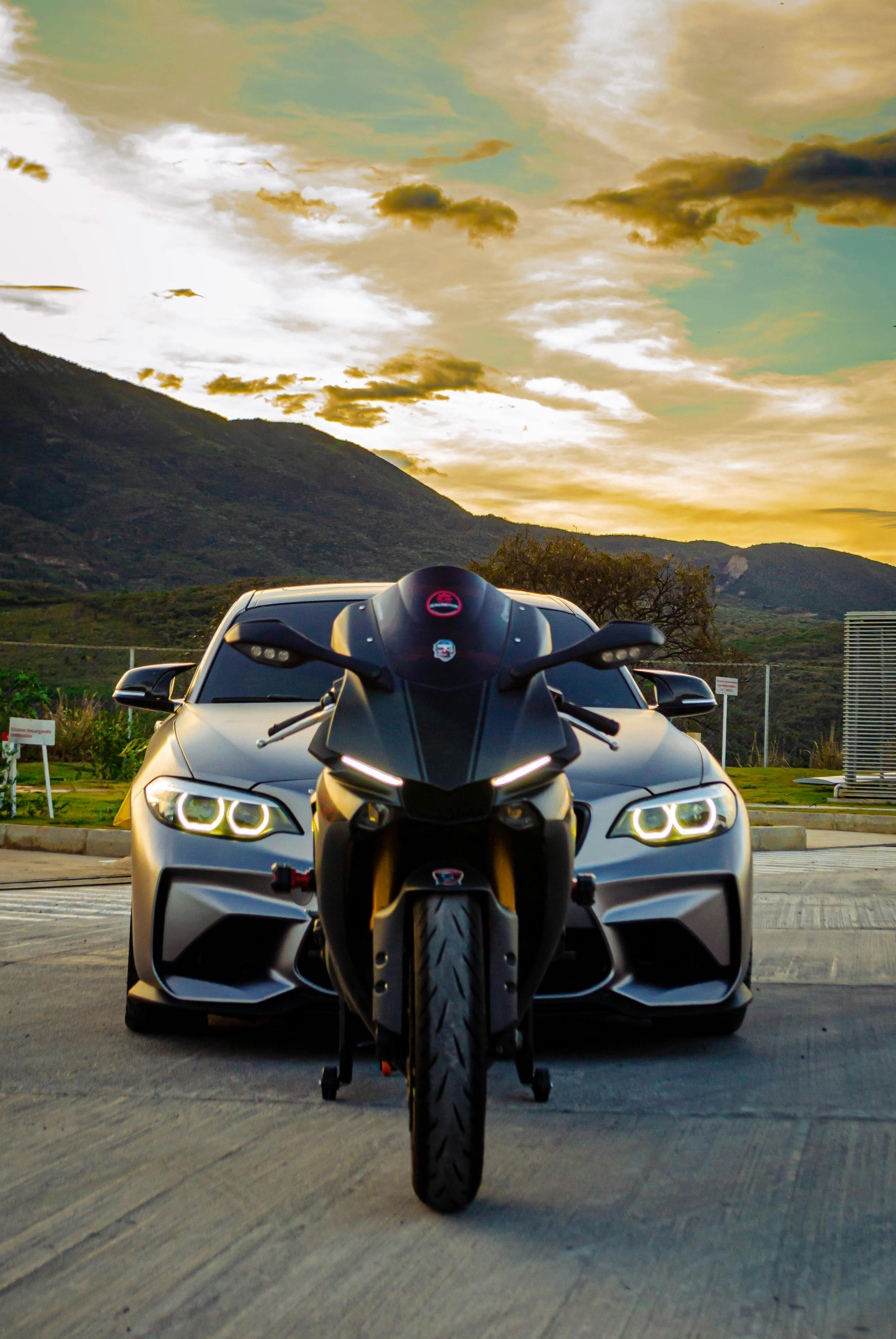 A Car and a Motorcycle · Free Stock Photo