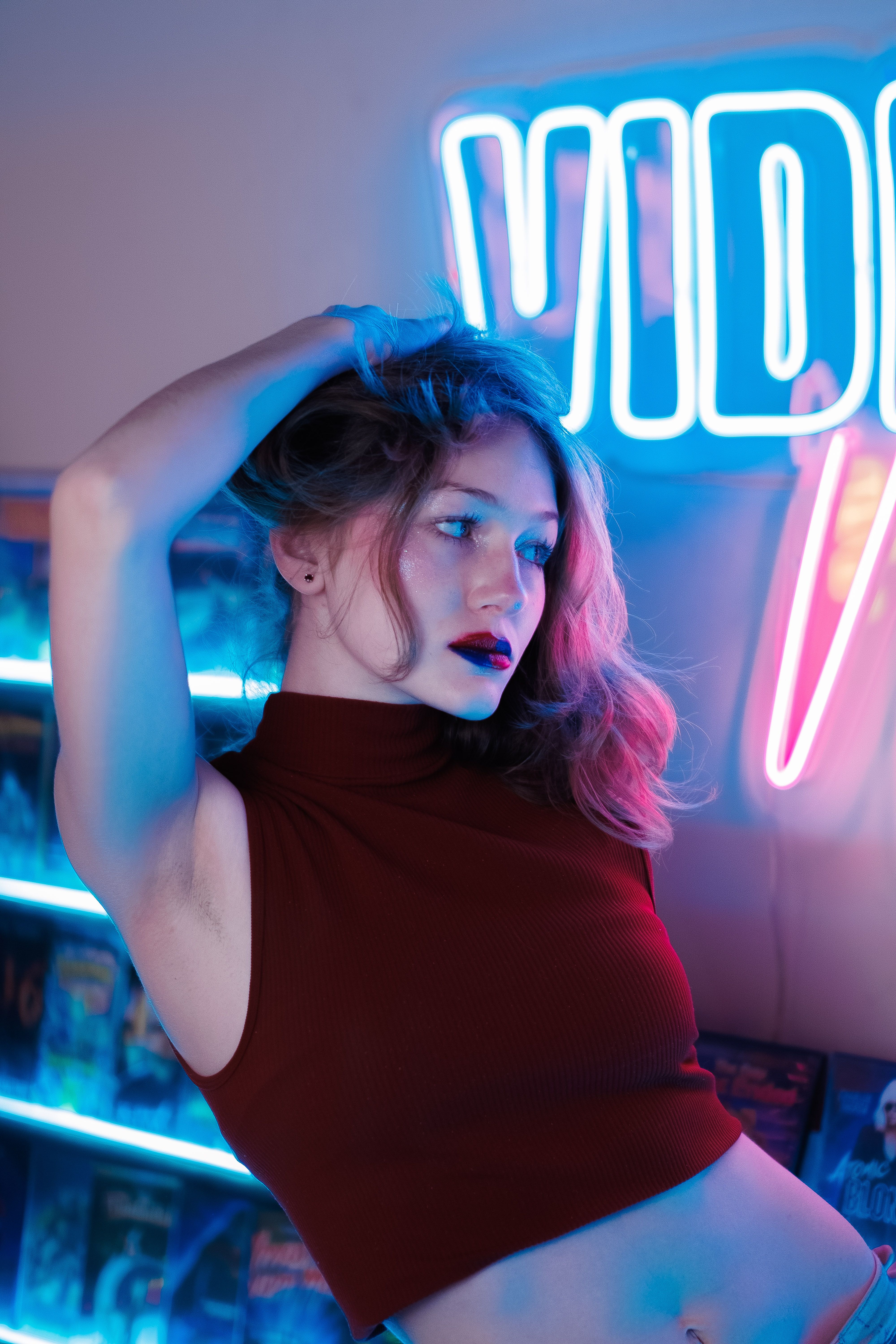Portrait of Woman in Red Top · Free Stock Photo