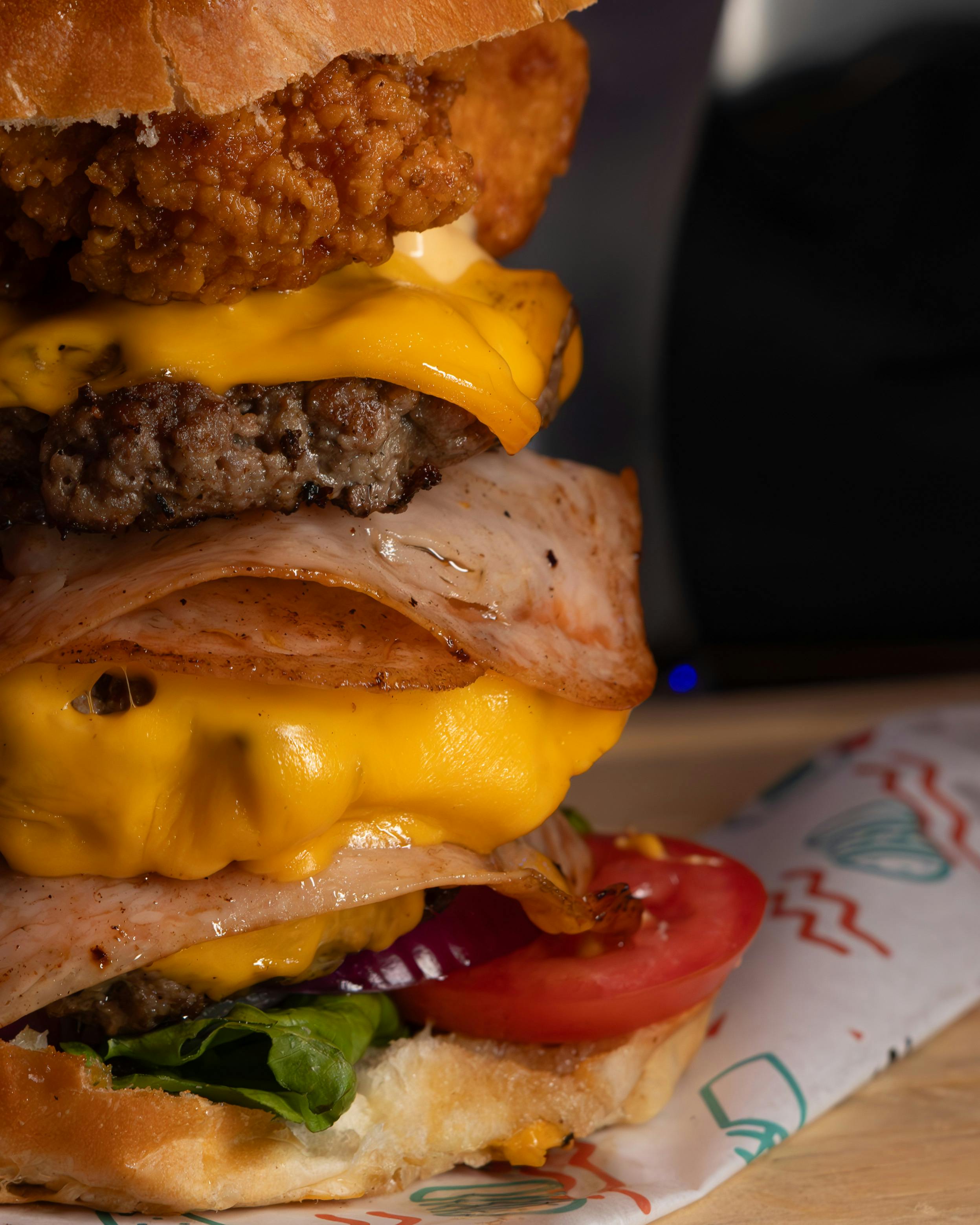 Ham and Bacon Burger · Free Stock Photo