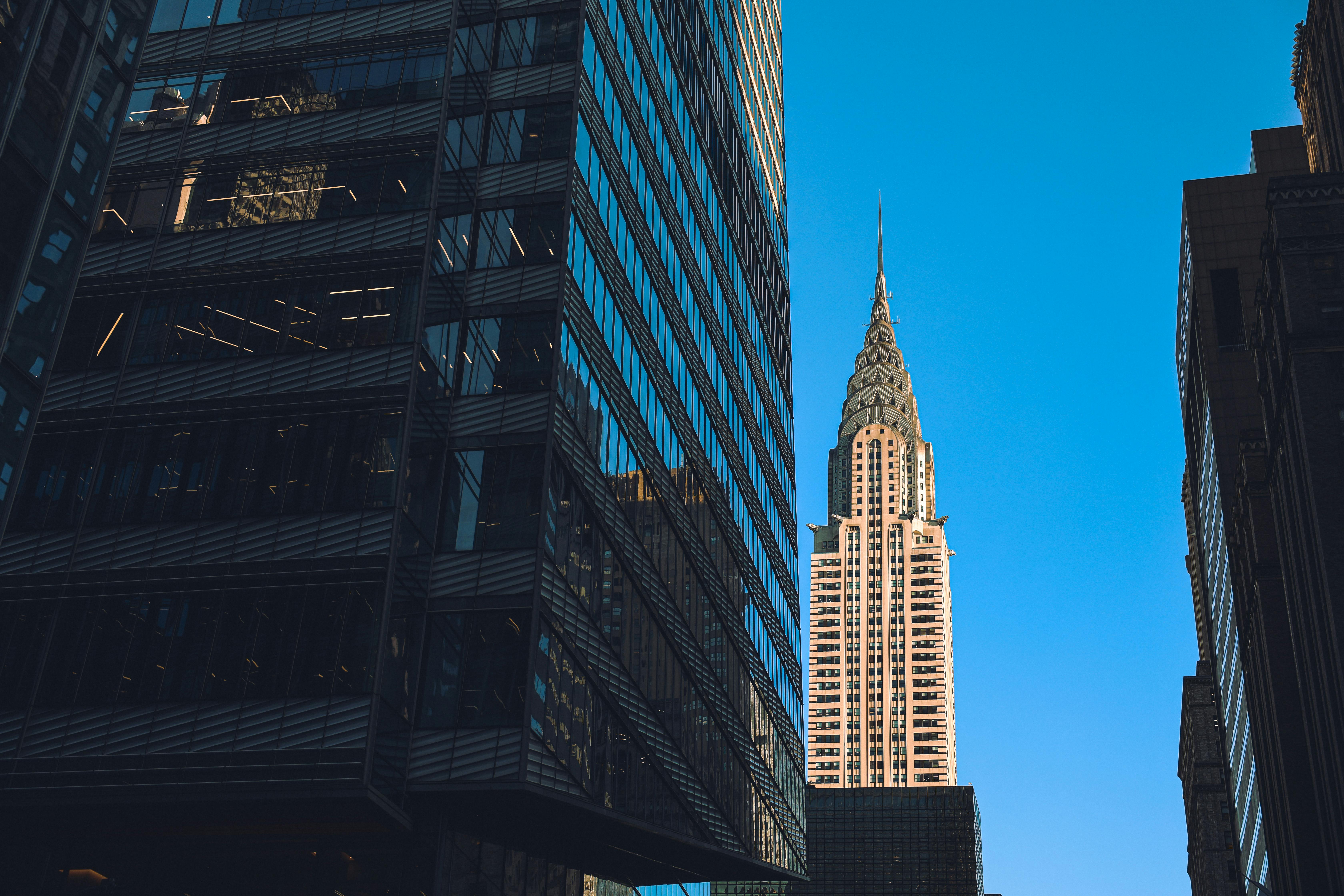 Chrysler Building Seen from the Street Between Office Buildings · Free ...