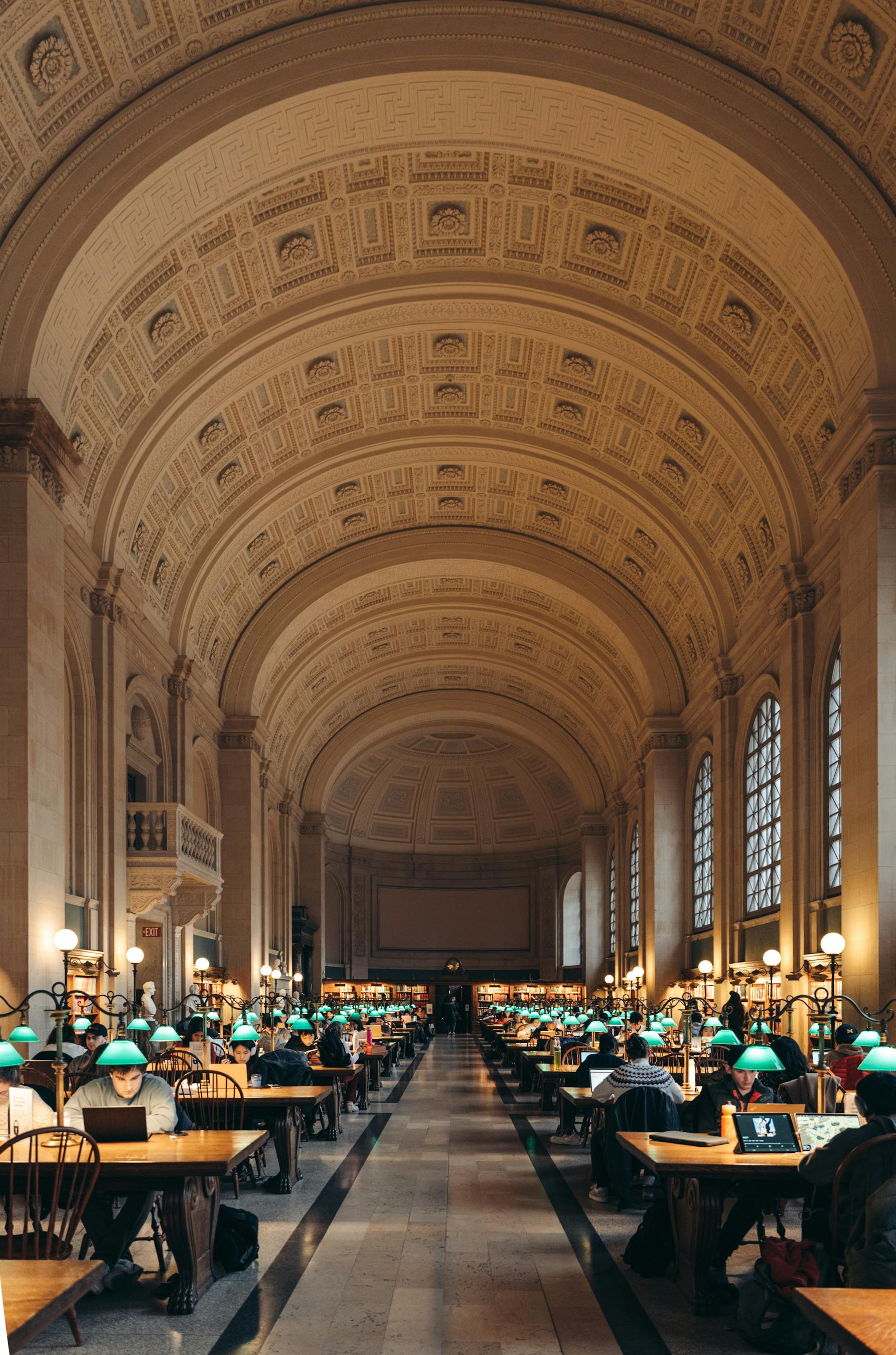 People Reading at Desks at a Public Library, Boston, USA · Free Stock Photo