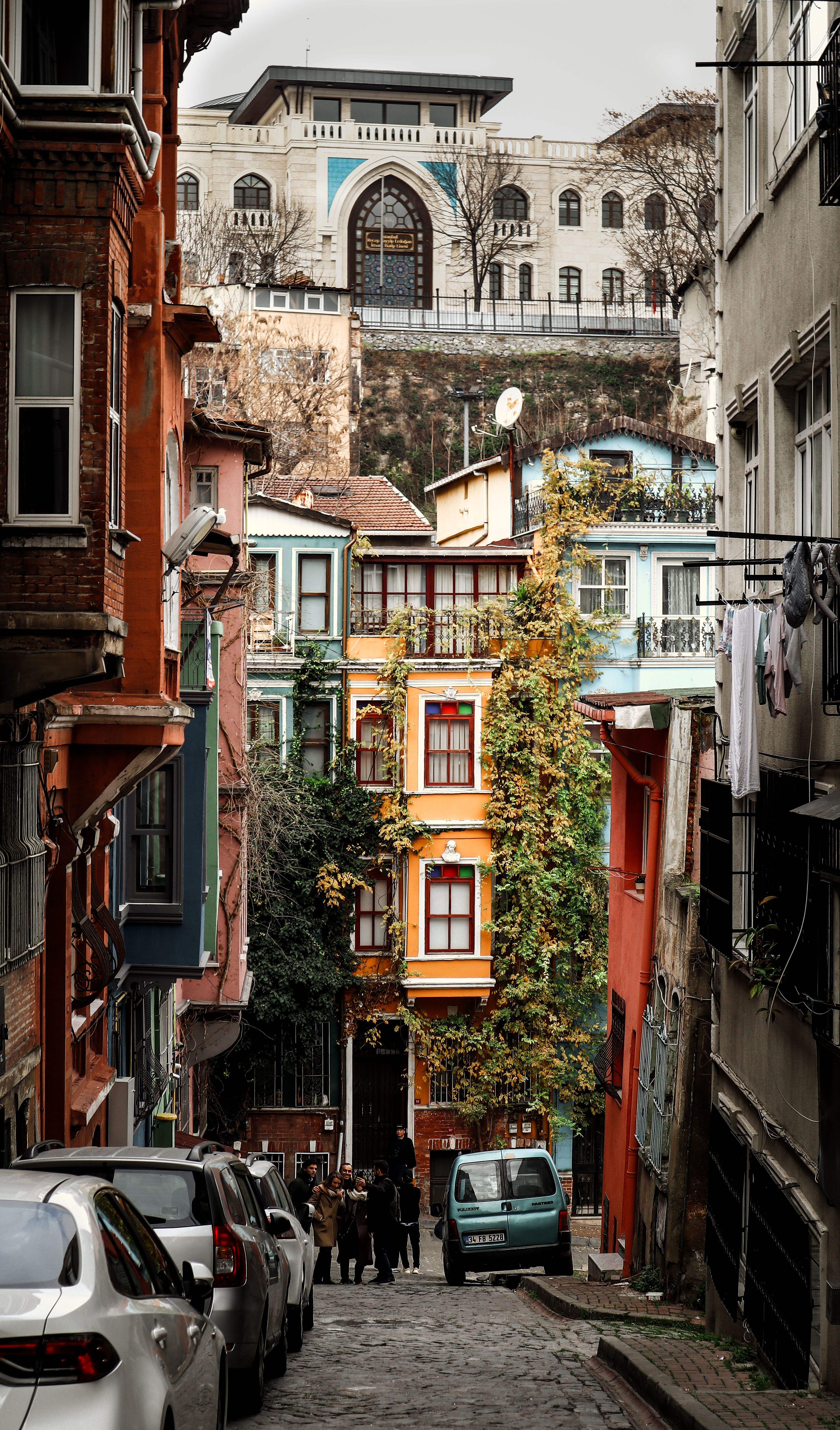 View of Colorful Houses and a Narrow Alley in Balat, Fatih, Istanbul ...