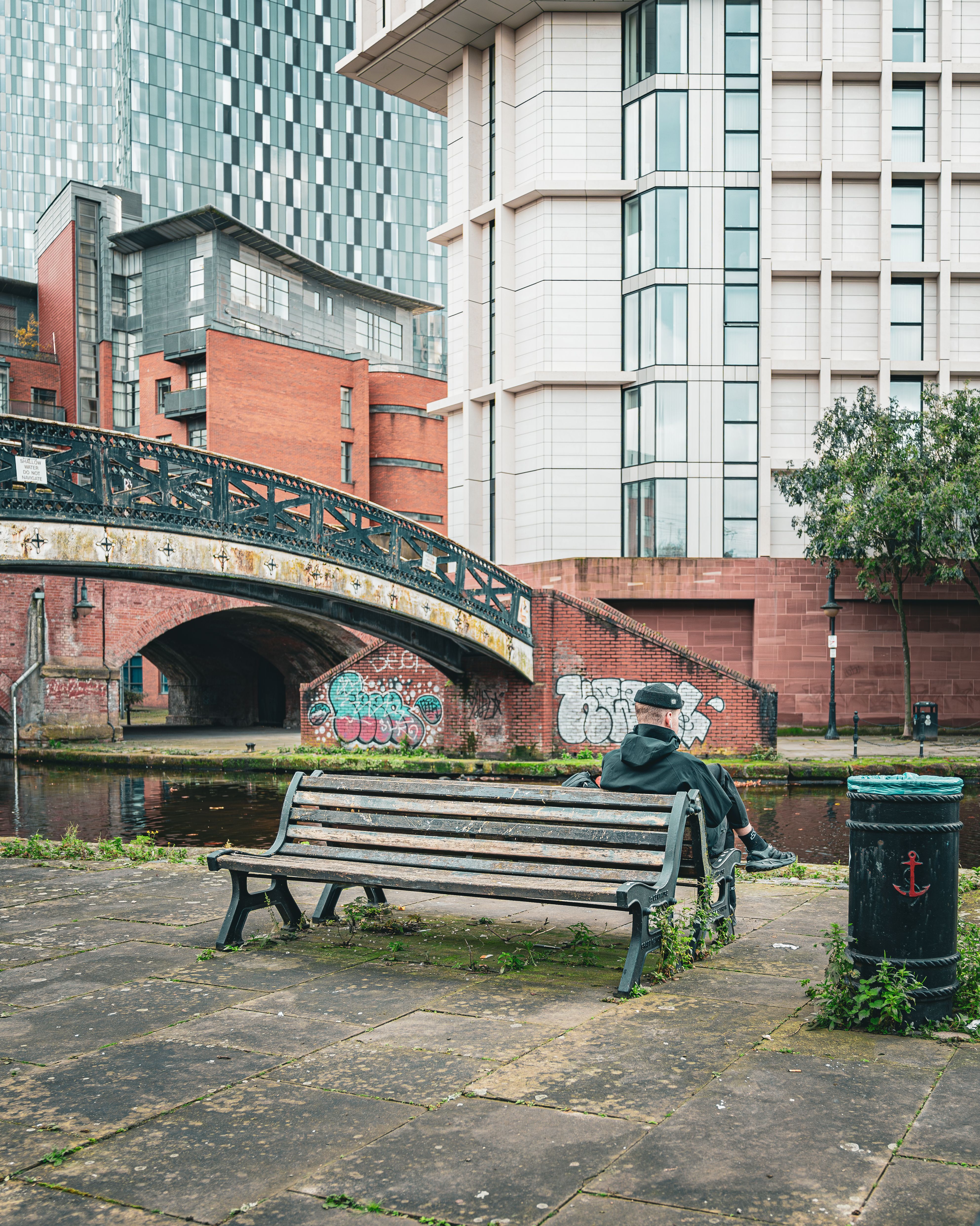 Wooden Bench in Front of a Bridge · Free Stock Photo