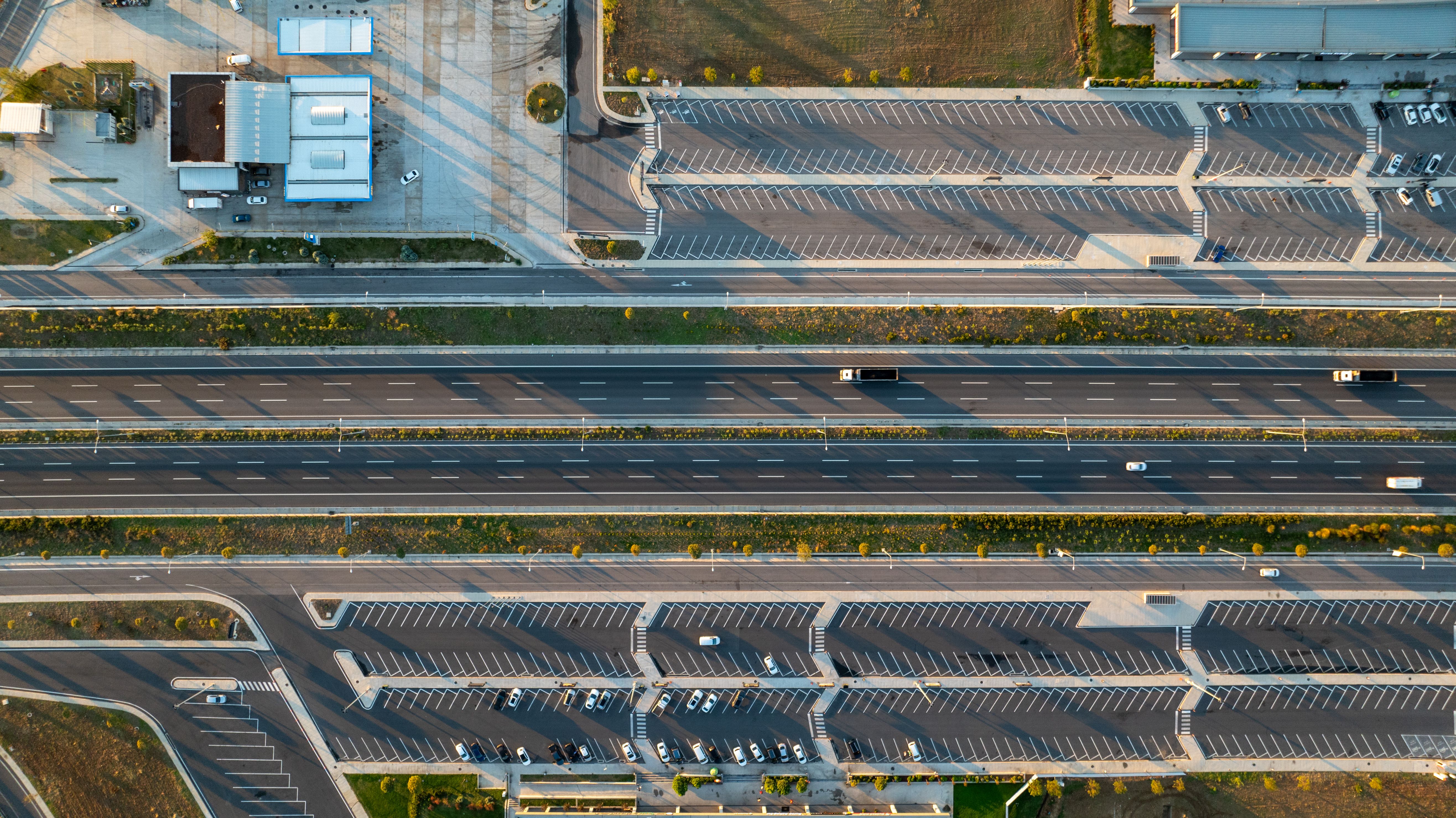 Highway and Parking Lot · Free Stock Photo