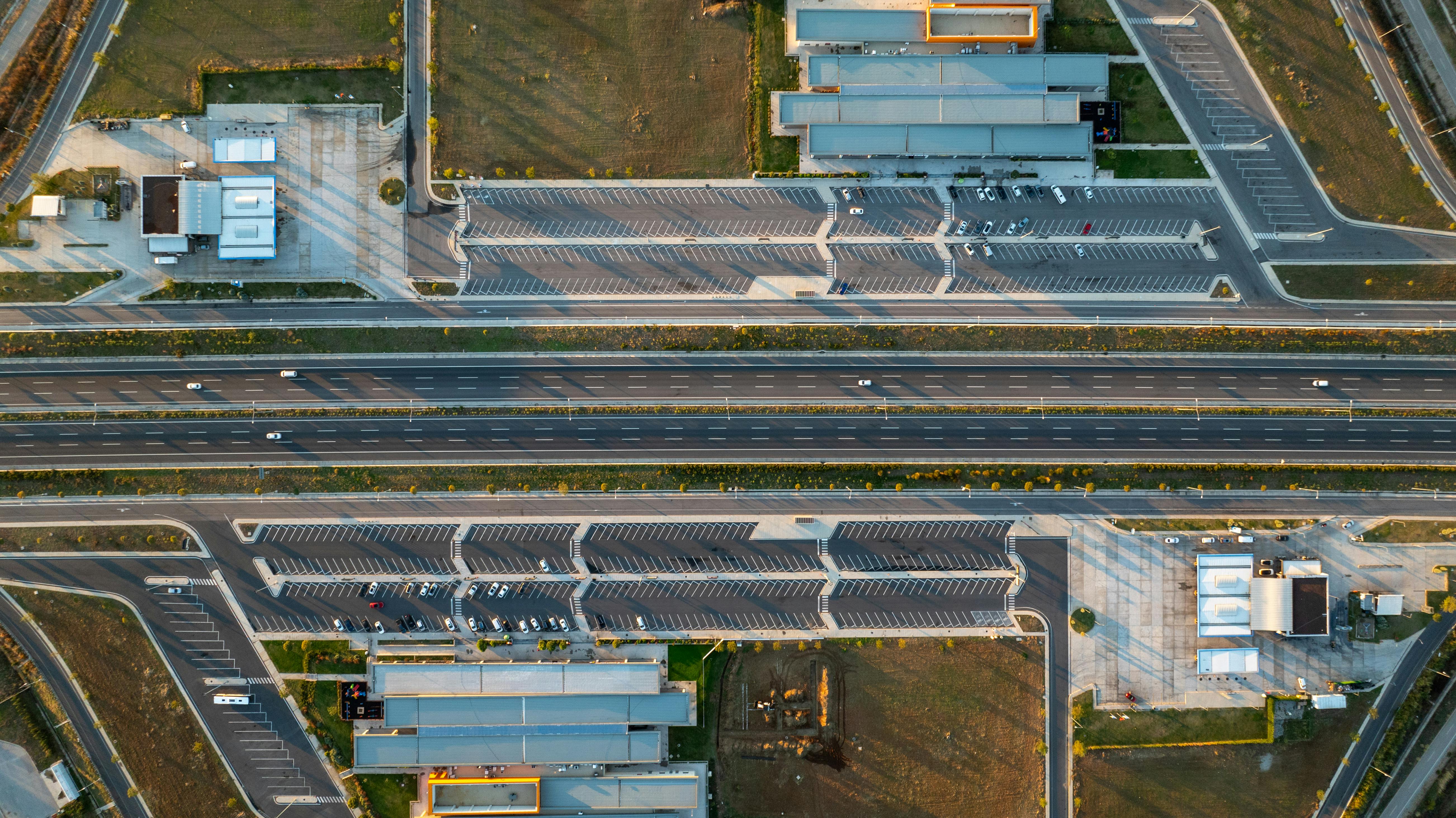 Aerial view of a highway intersection · Free Stock Photo