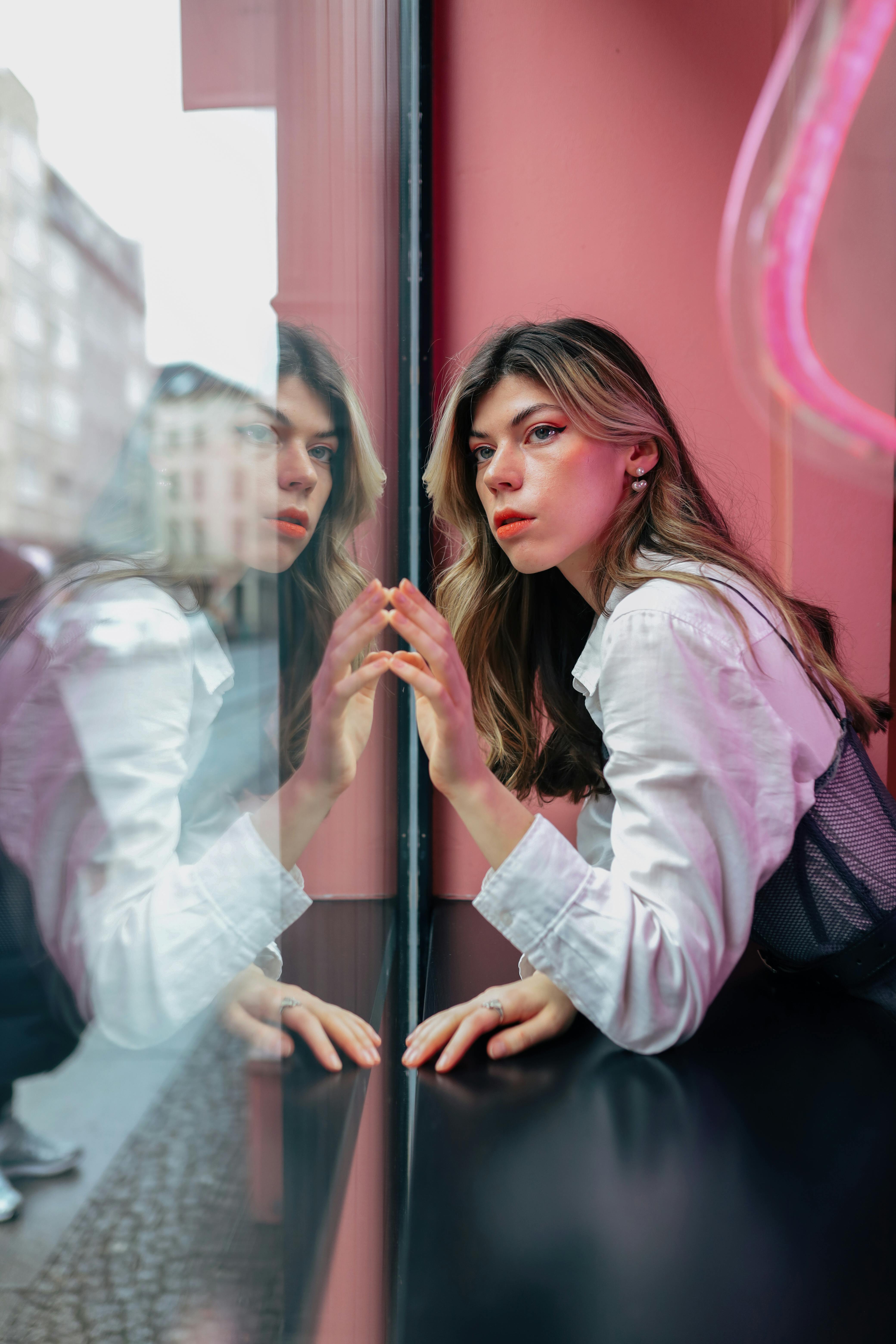 Woman Touching Window · Free Stock Photo