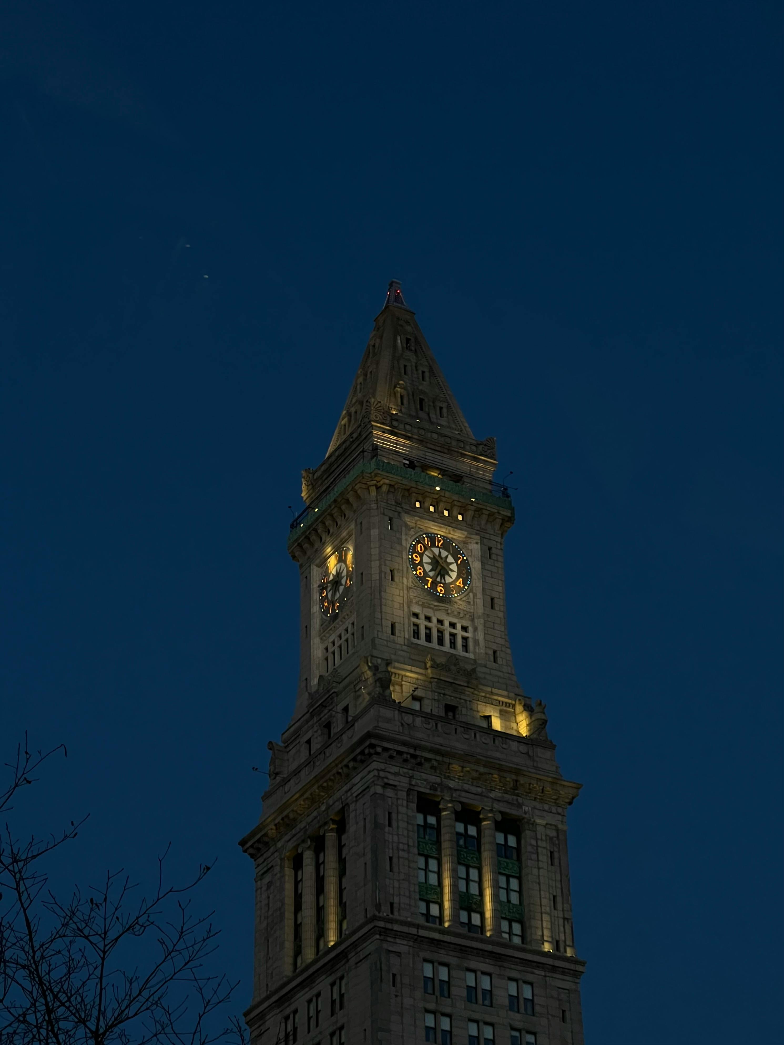 Illuminated Tower in Boston at Night · Free Stock Photo