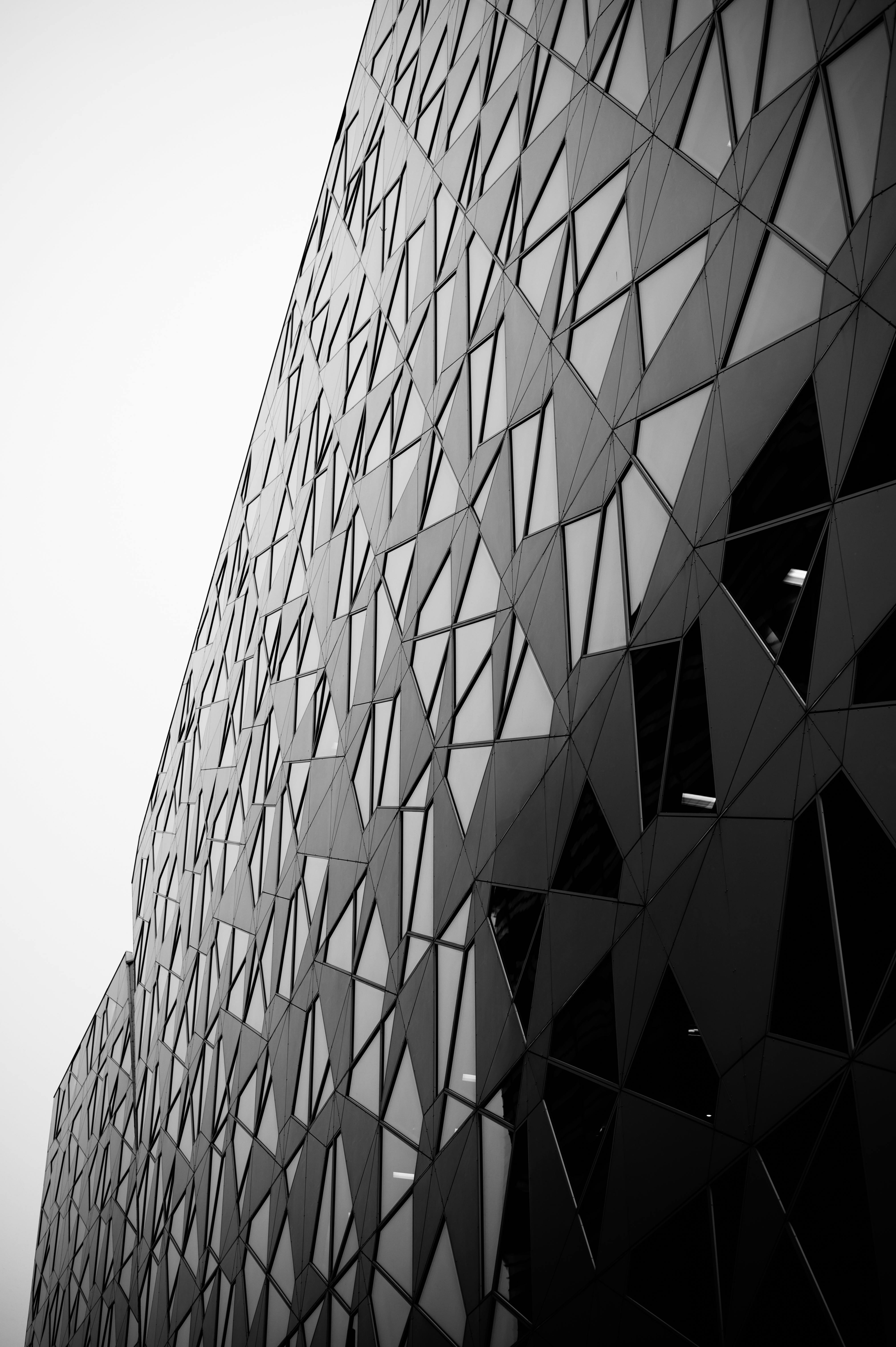 Modern Glass Building in Oslo in Black and White · Free Stock Photo