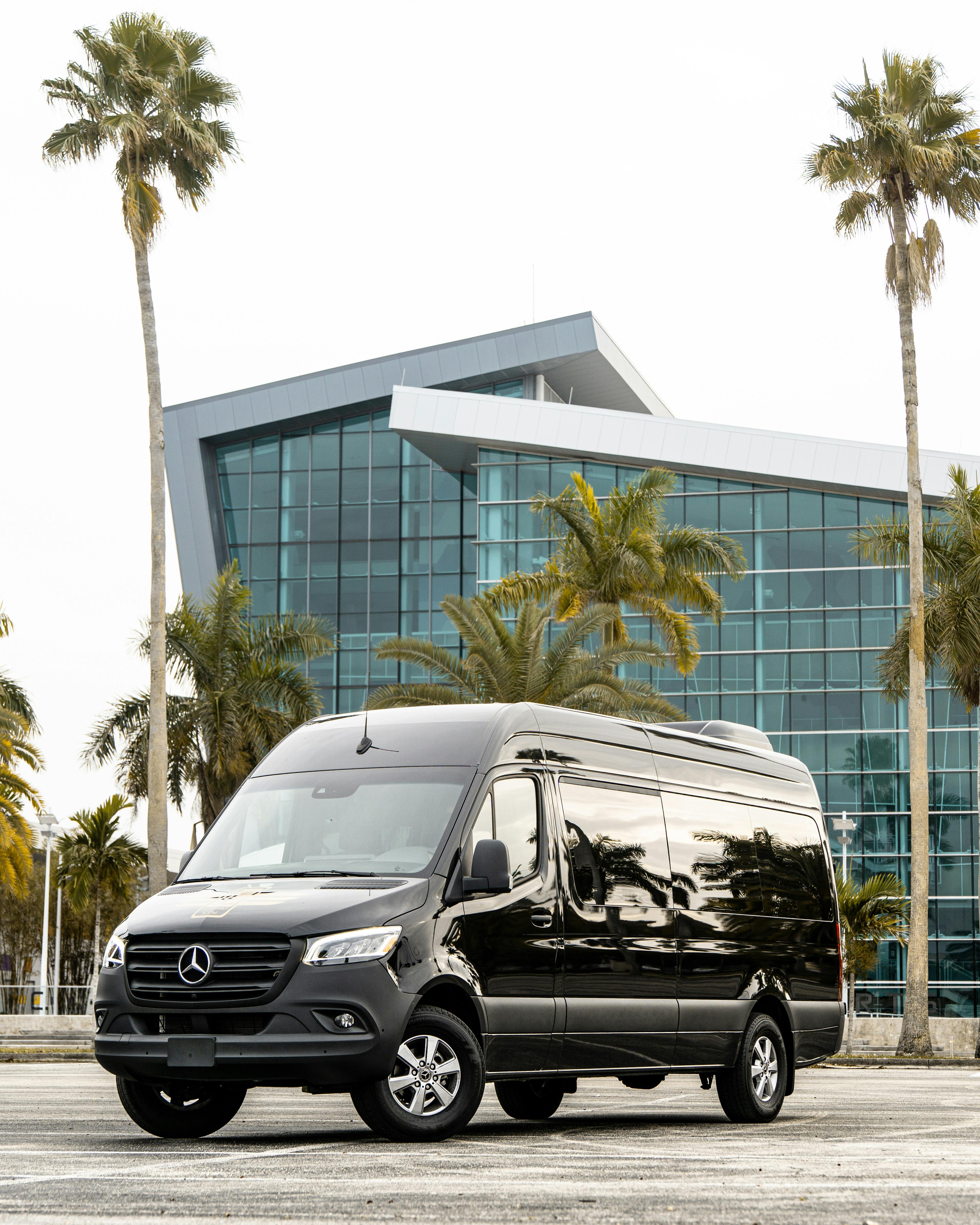 A 2023 Black Mercedes-Benz Sprinter Parked among Palm Tree · Free Stock ...