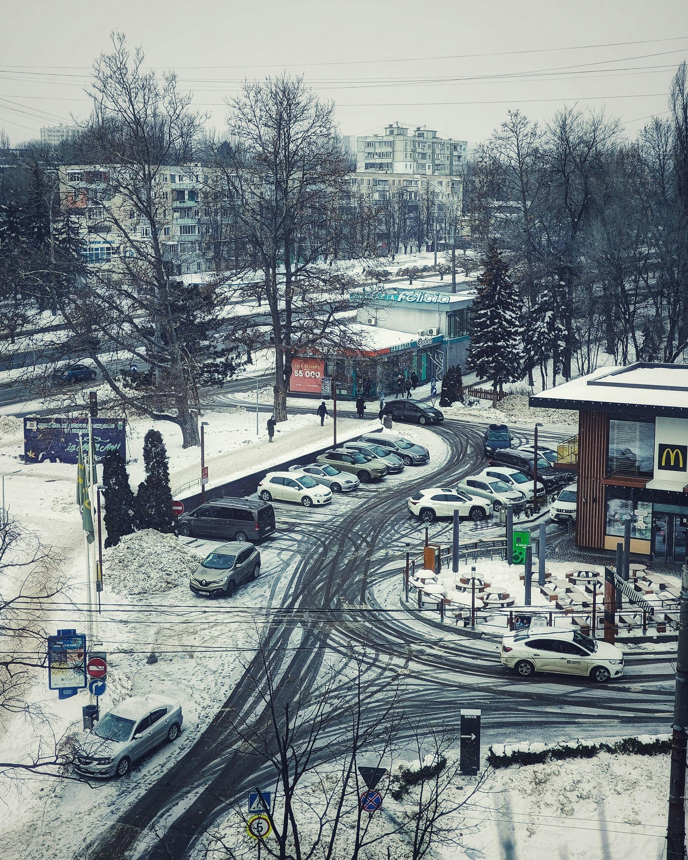 Snow-covered McDonalds Parking Lot · Free Stock Photo