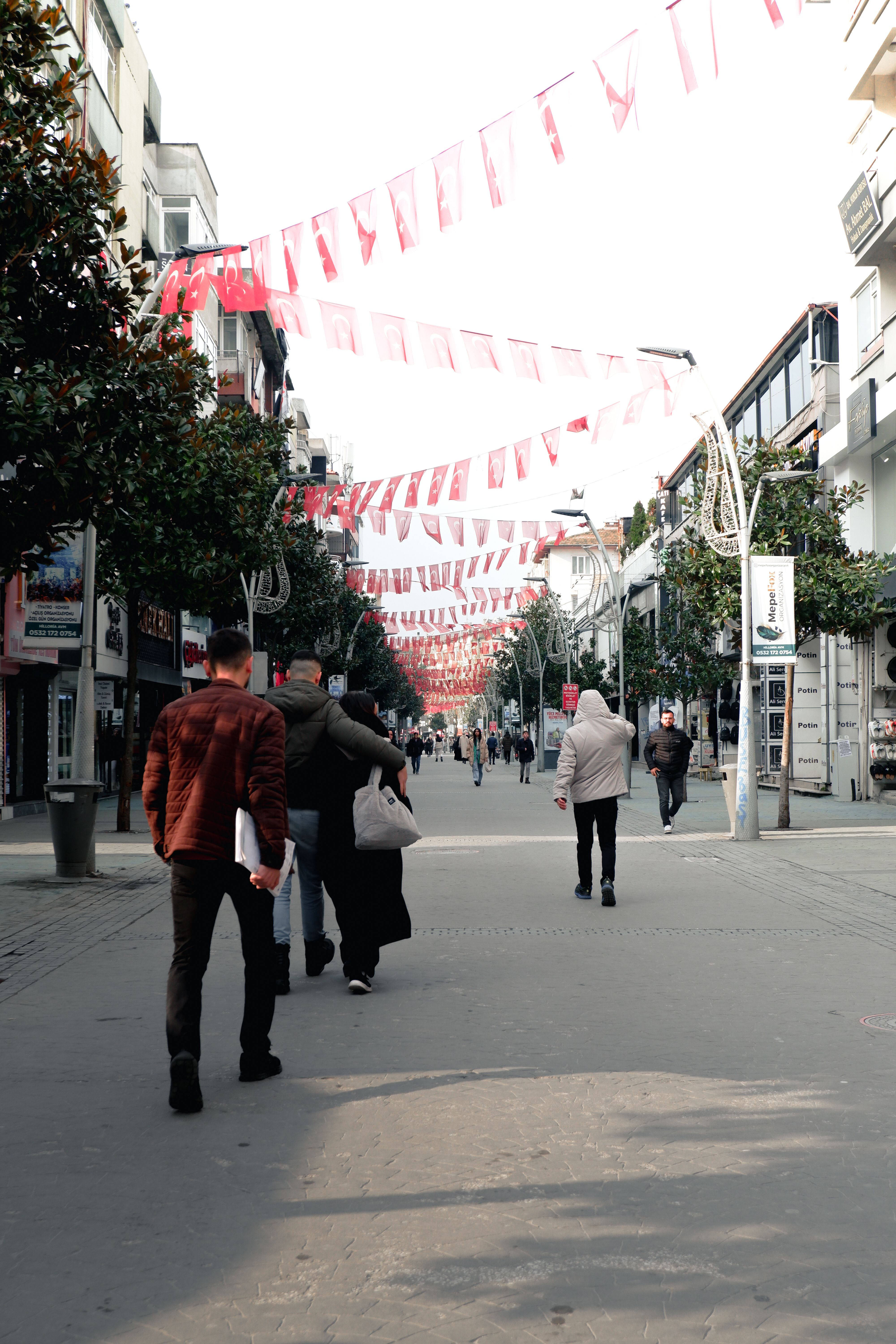 Town Street with Turkish Flags · Free Stock Photo