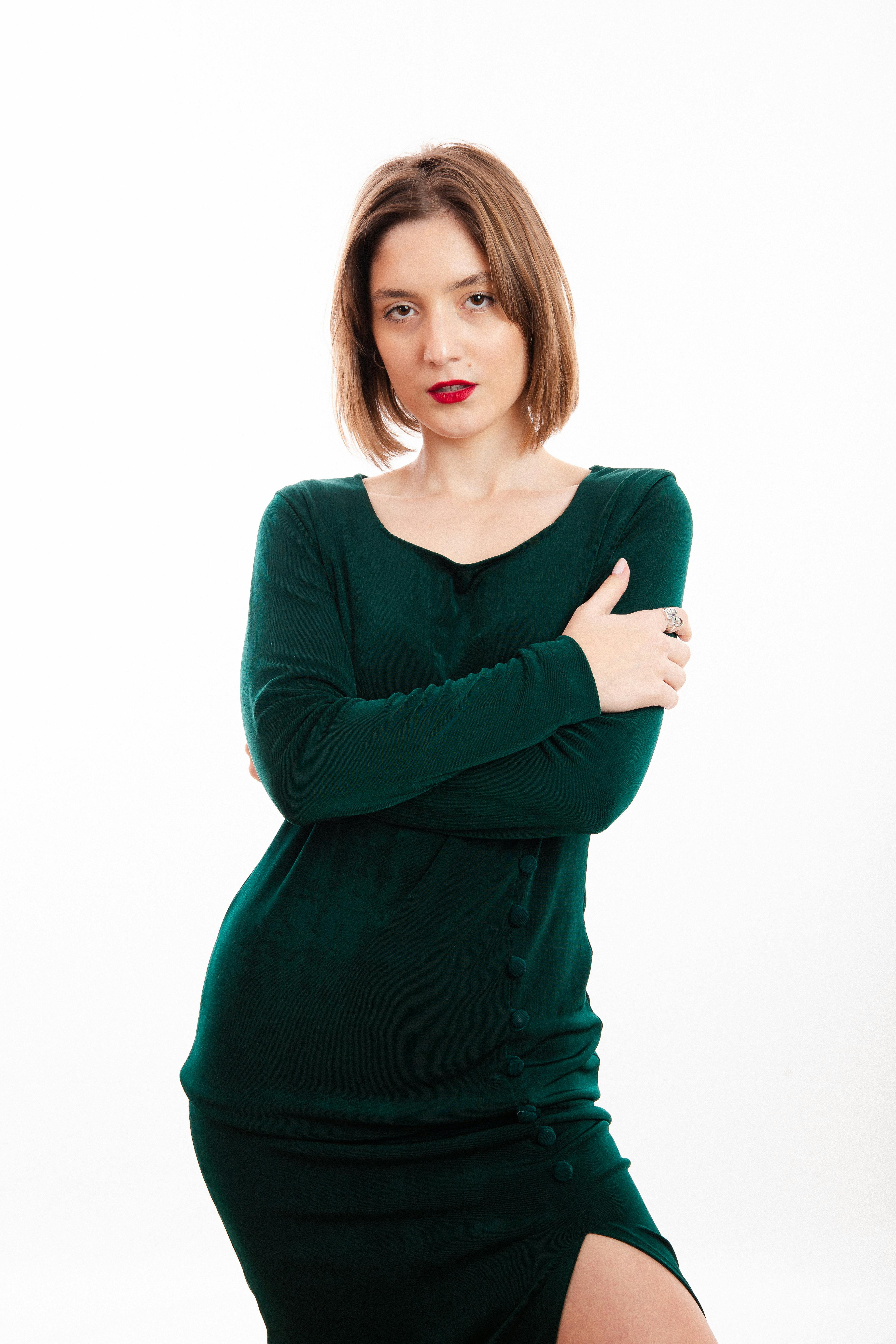 Beautiful Model in Green Dress · Free Stock Photo