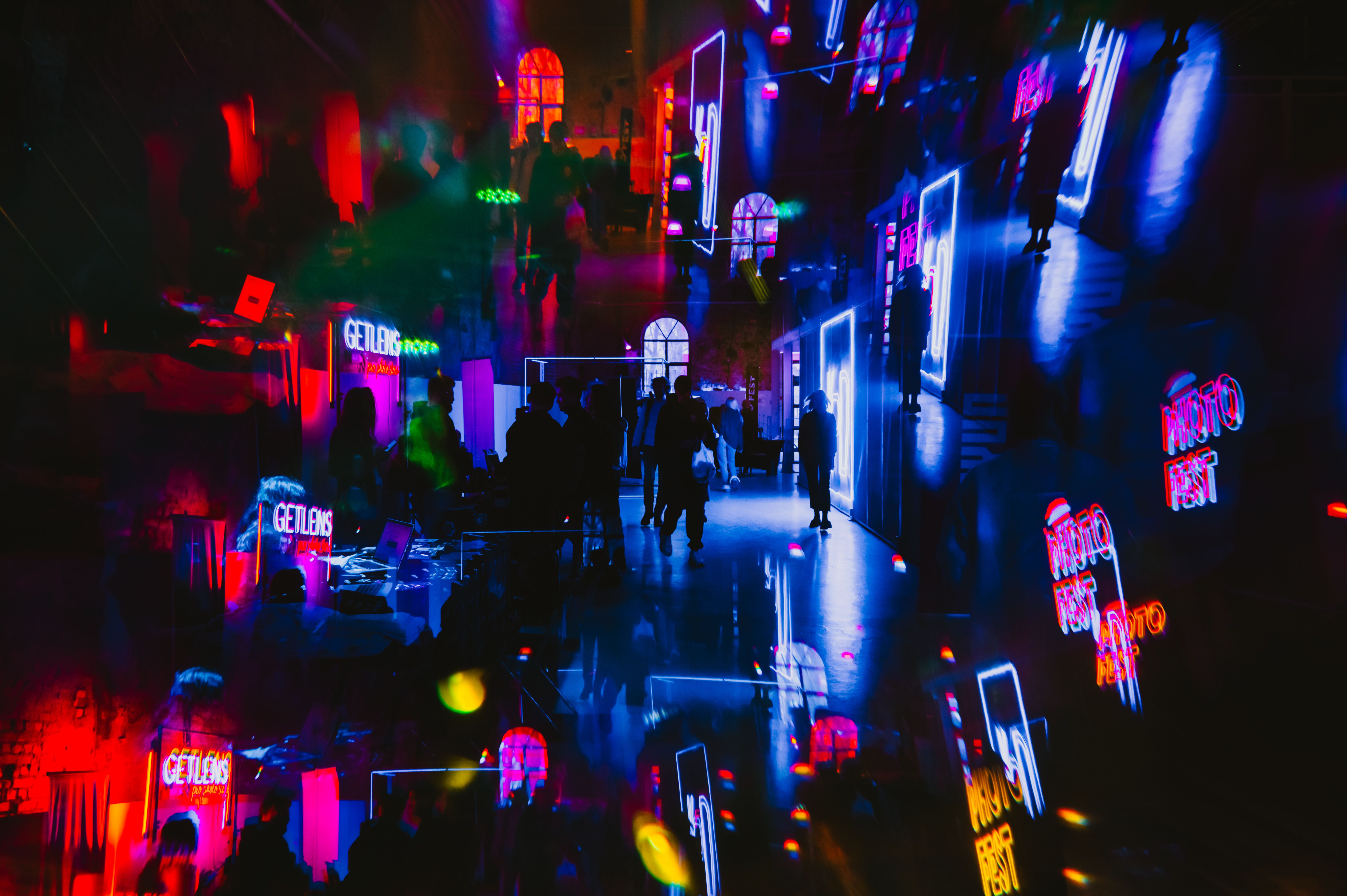 Photo of Neon Light Umbrellas · Free Stock Photo