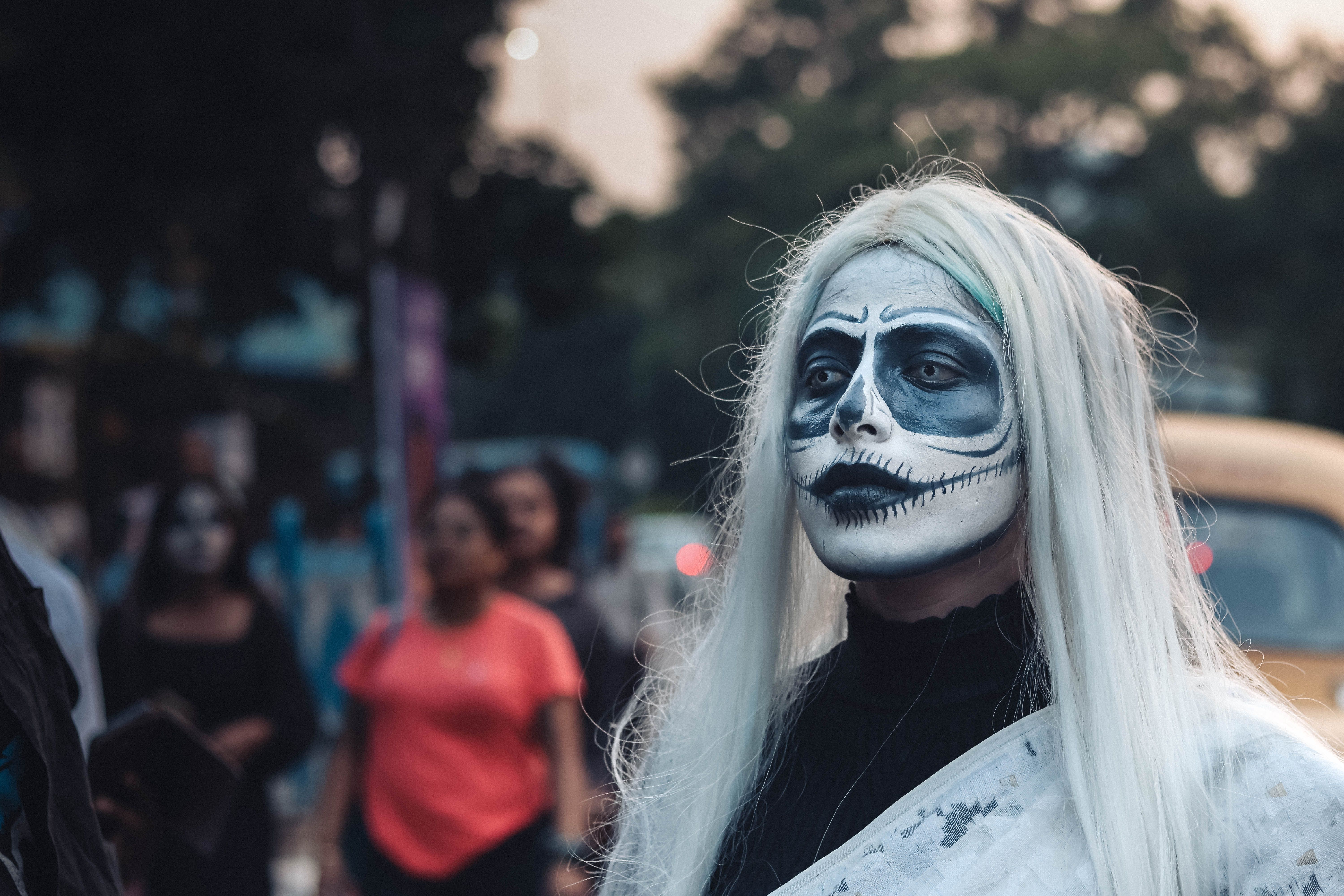Portrait of Woman Wearing Halloween Costume on a Street · Free Stock Photo