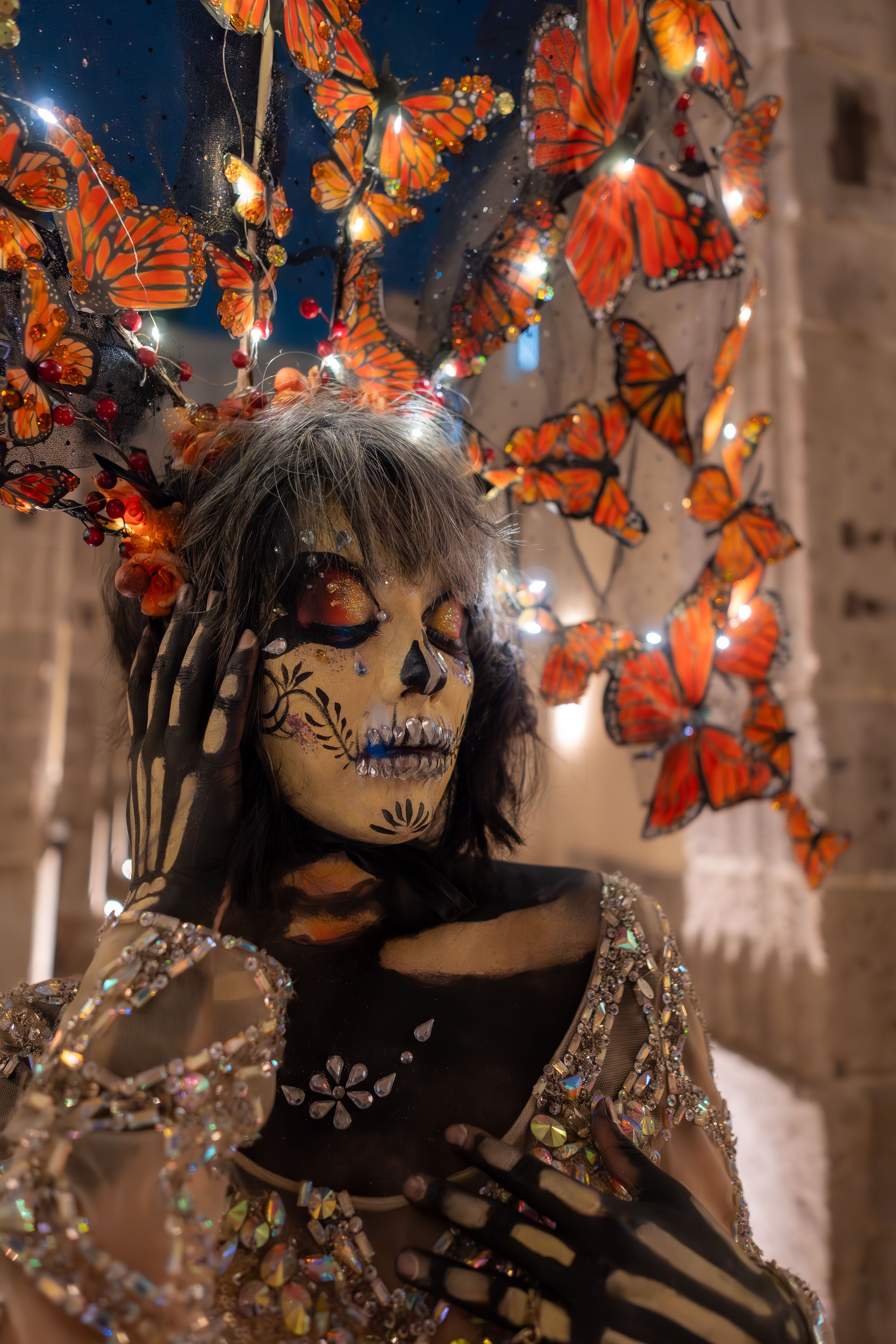 Portrait of Catrina with Butterflies Plume · Free Stock Photo