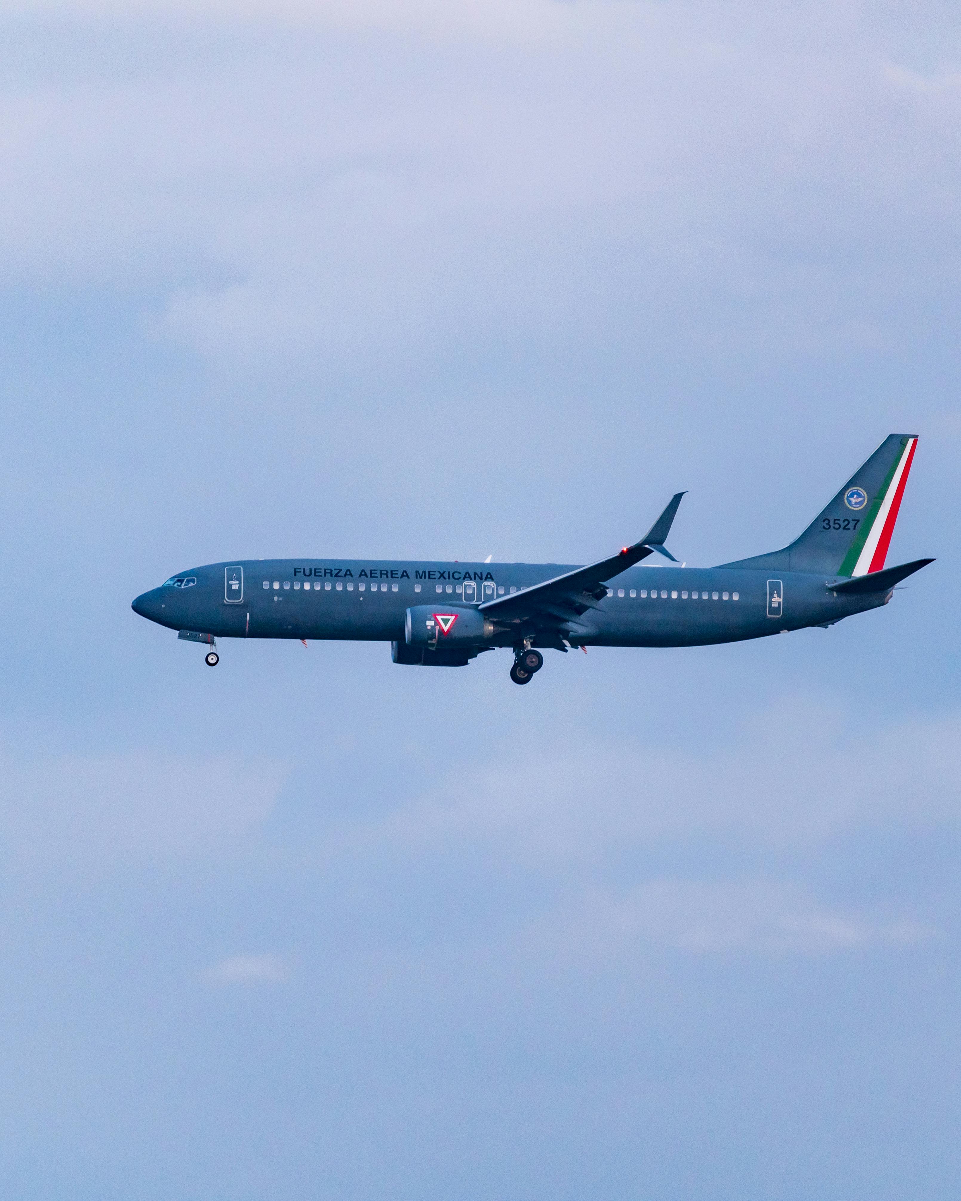 Boeing 737 Airplane of Mexican Air Force Flying in Blue Sky · Free ...