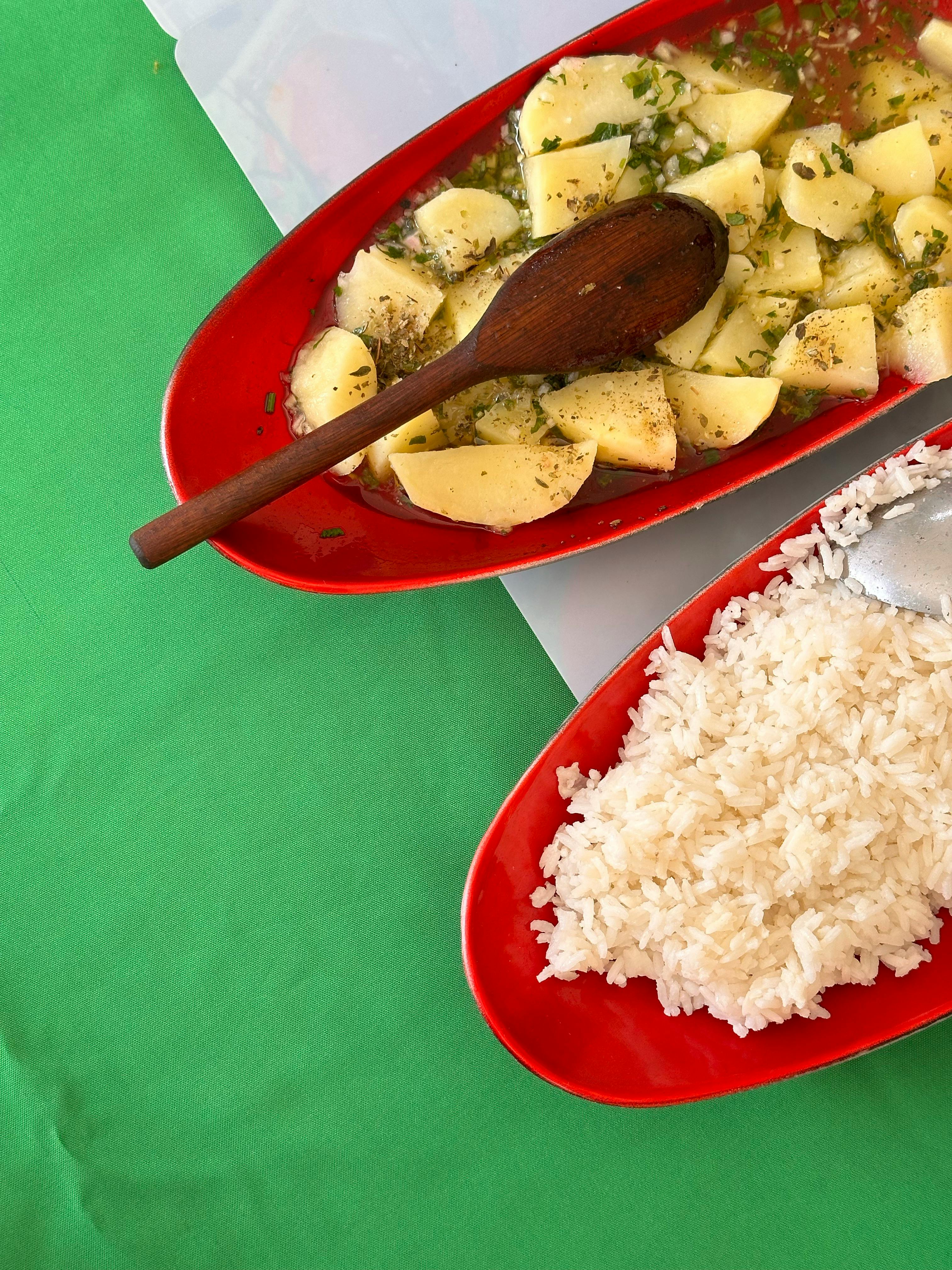Plates with Potatoes and Rice · Free Stock Photo