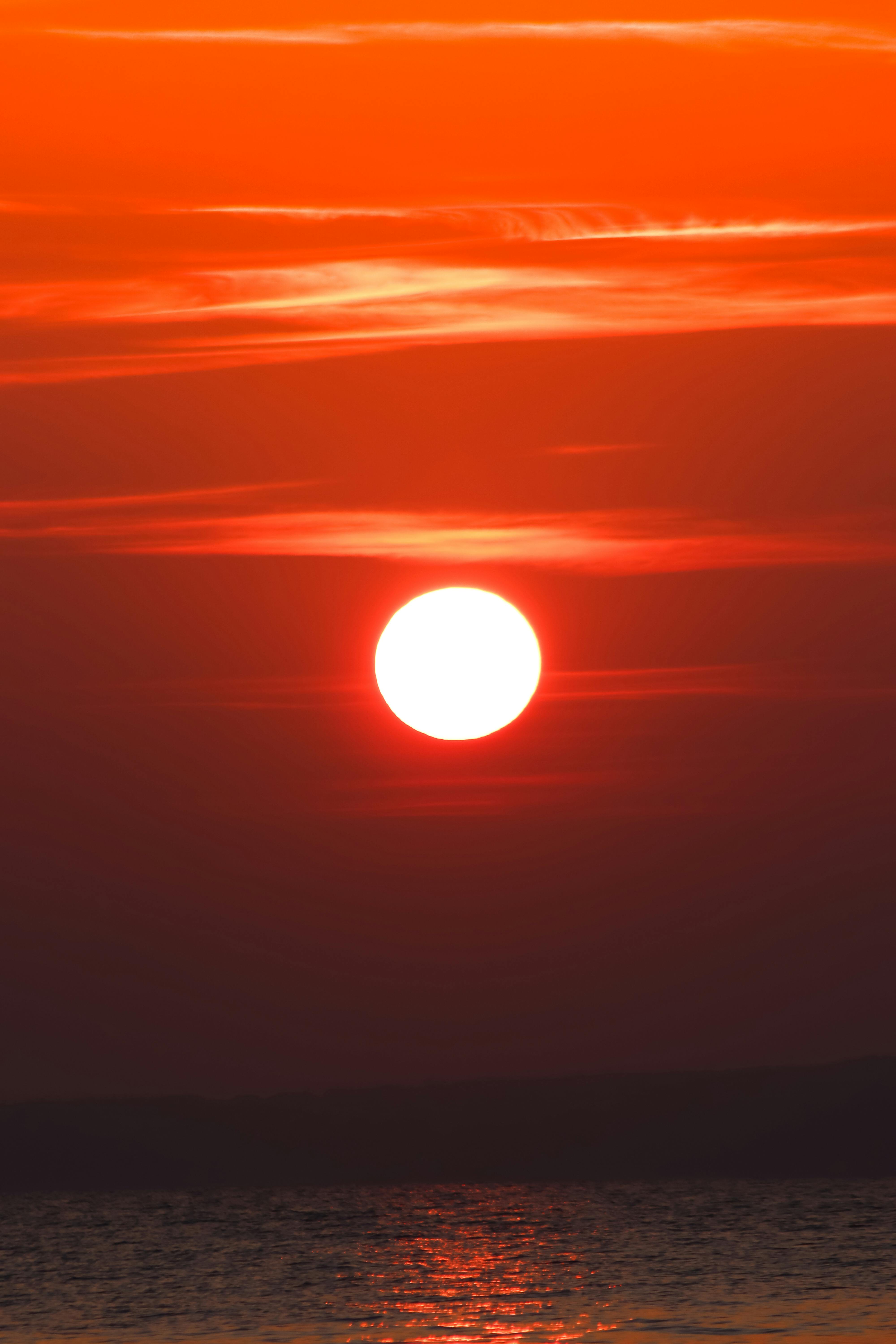 Red Sun Background Sun In Red Sky Over Sea · Free Stock Photo