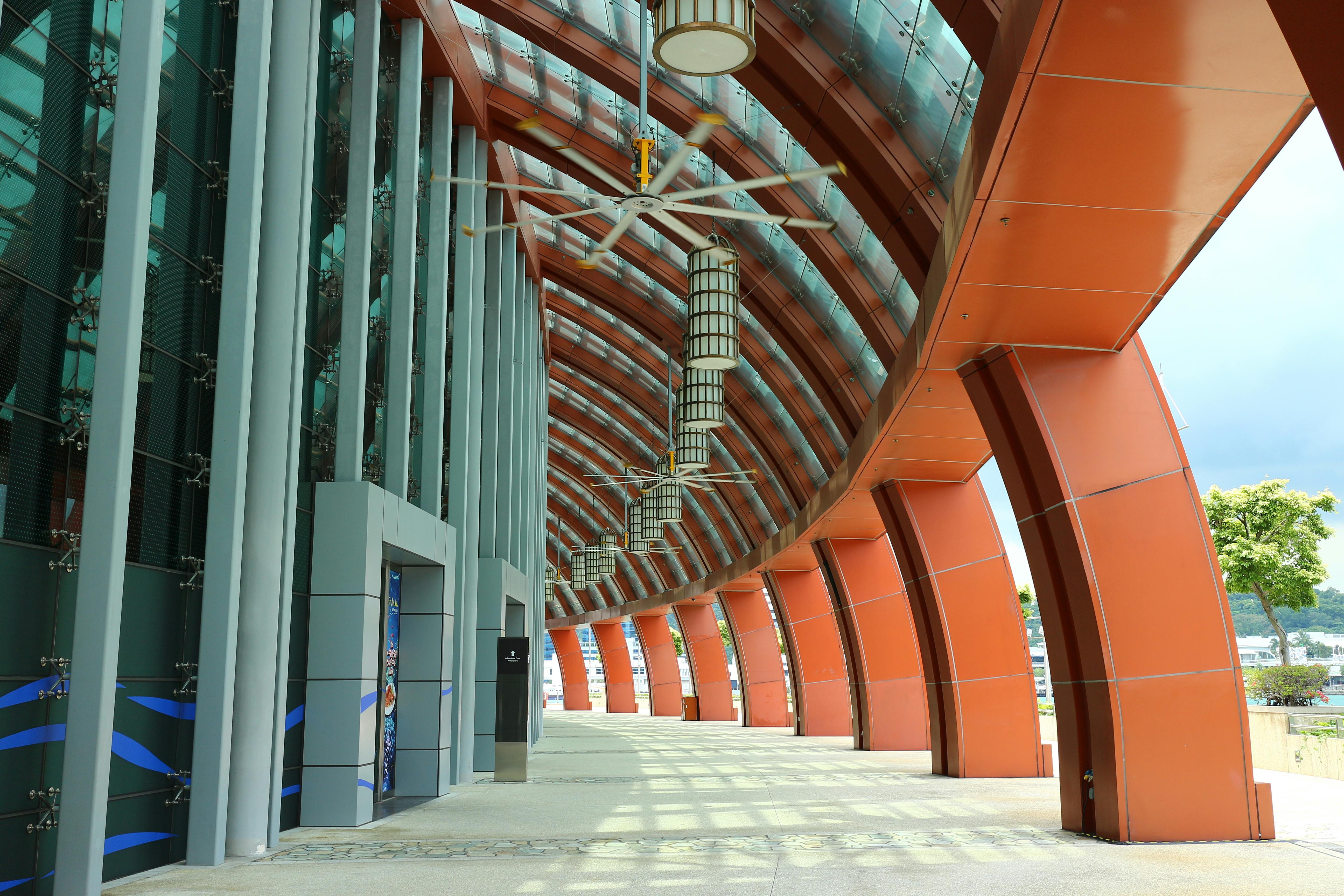 Lamps and Fans near Modern Building Beams and Windows · Free Stock Photo