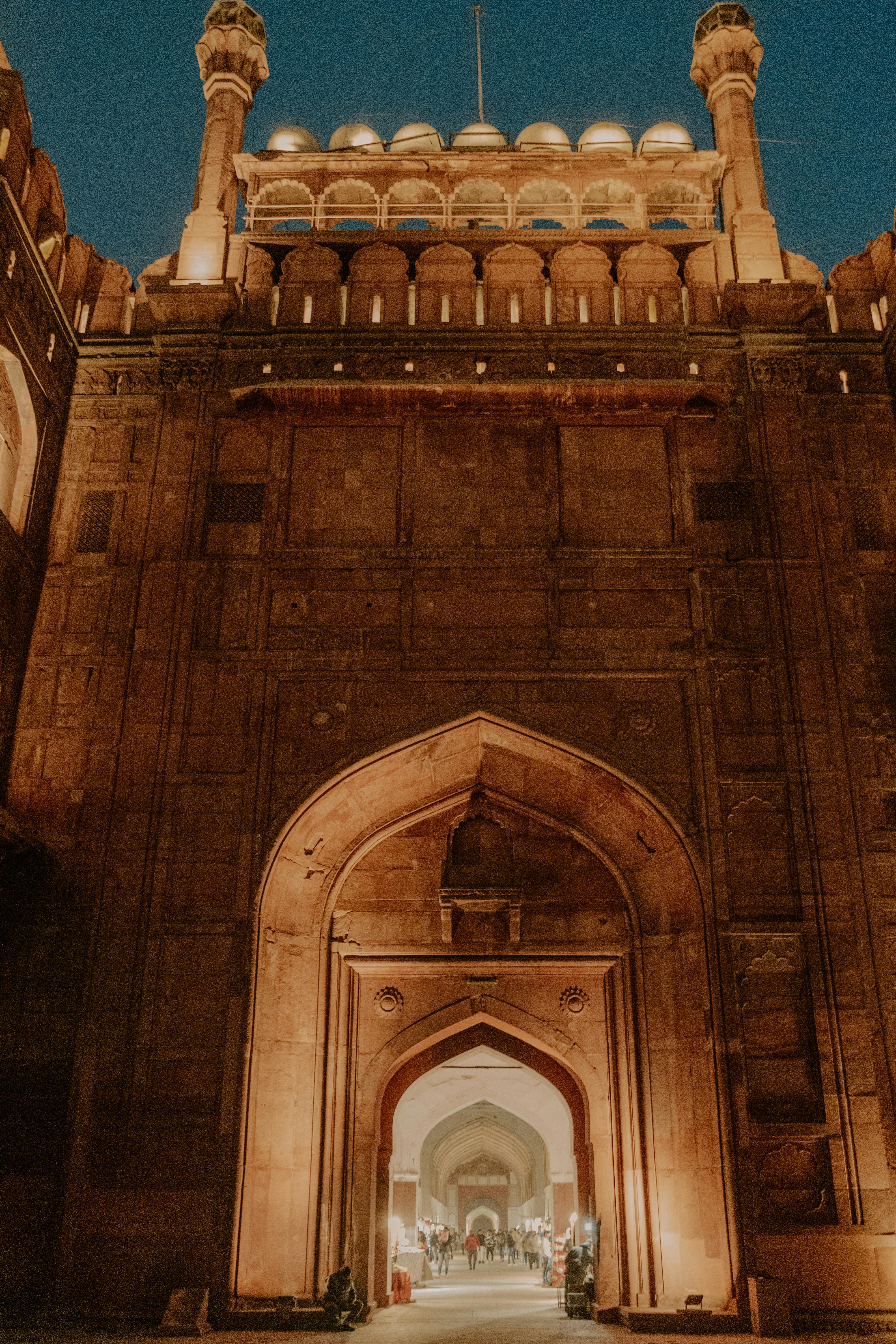 Gate of Red Fort at Night · Free Stock Photo